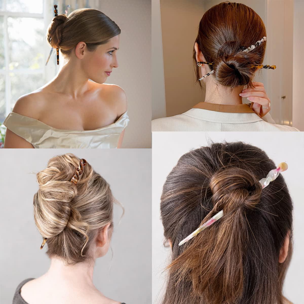Leopard Print Acetate Hair Sticks - Vintage Style Hair Accessories for ...