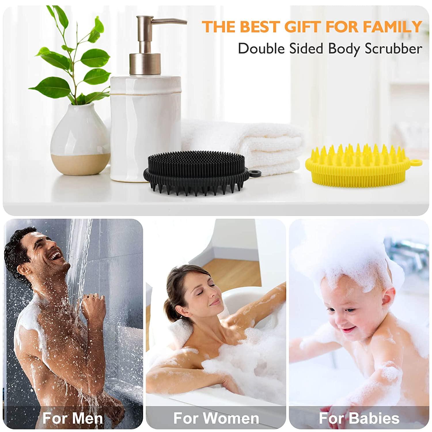 Silicone Body Scrubber for Shower - Soft Loofah, Easy Grip & Clean, 2 ...
