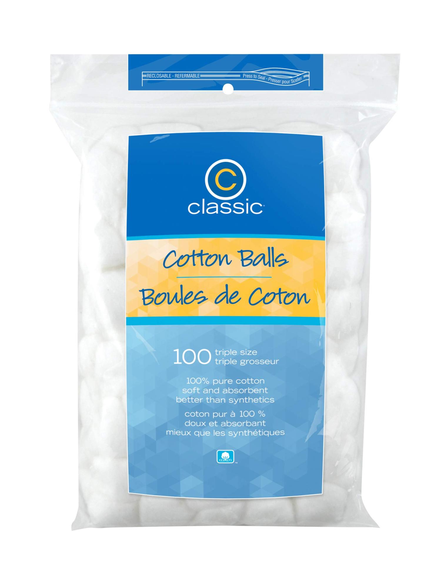 Classic Jumbo Cotton Balls - 100 Count Pack of 1 - Soft and Absorbent ...