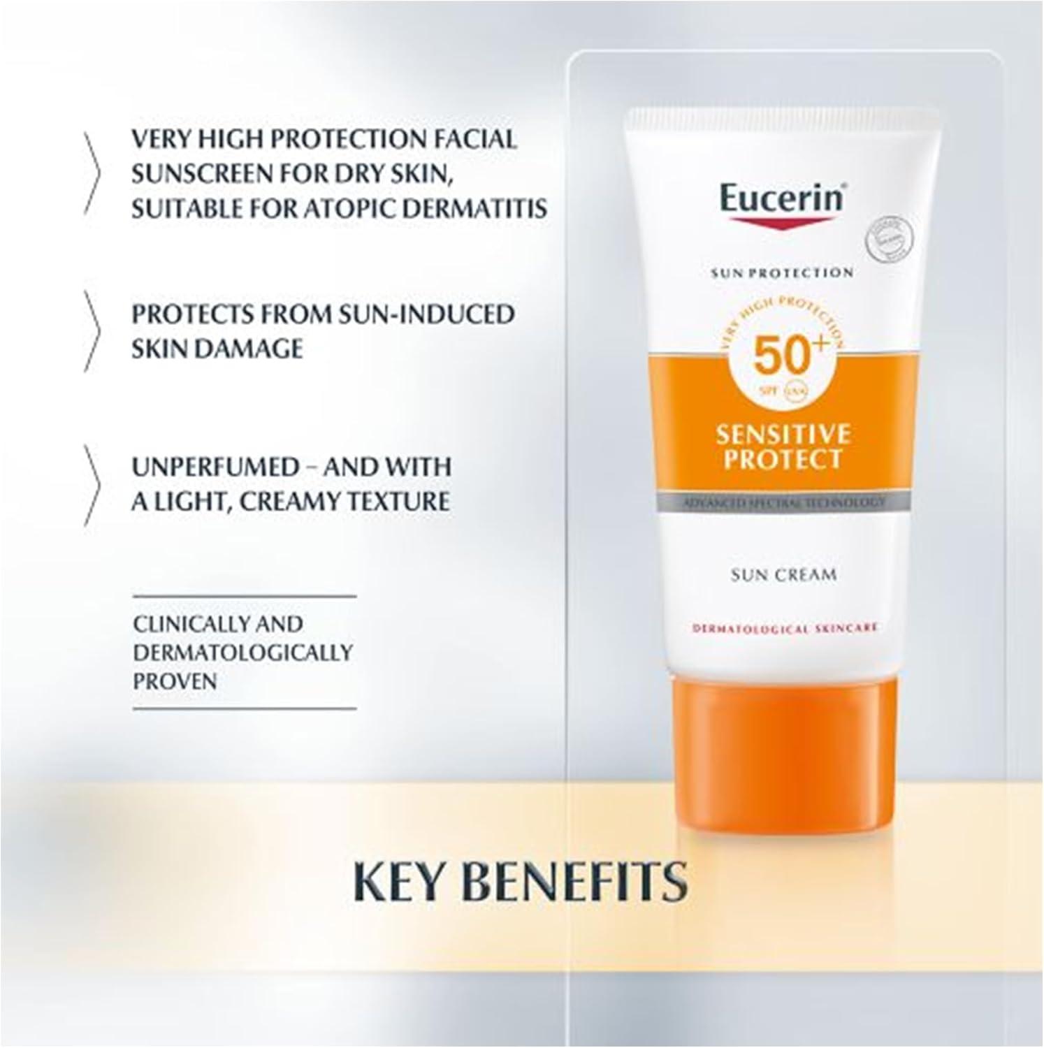 Eucerin Sensitive Protect Face Sun Cream SPF50+ For Sensitive & Atopic ...