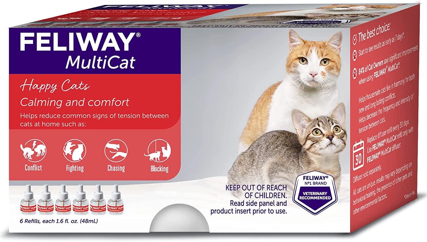 FELIWAY MultiCat Calming Pheromone 30 Day Refill - 6 Pack: Reduce Cat ...