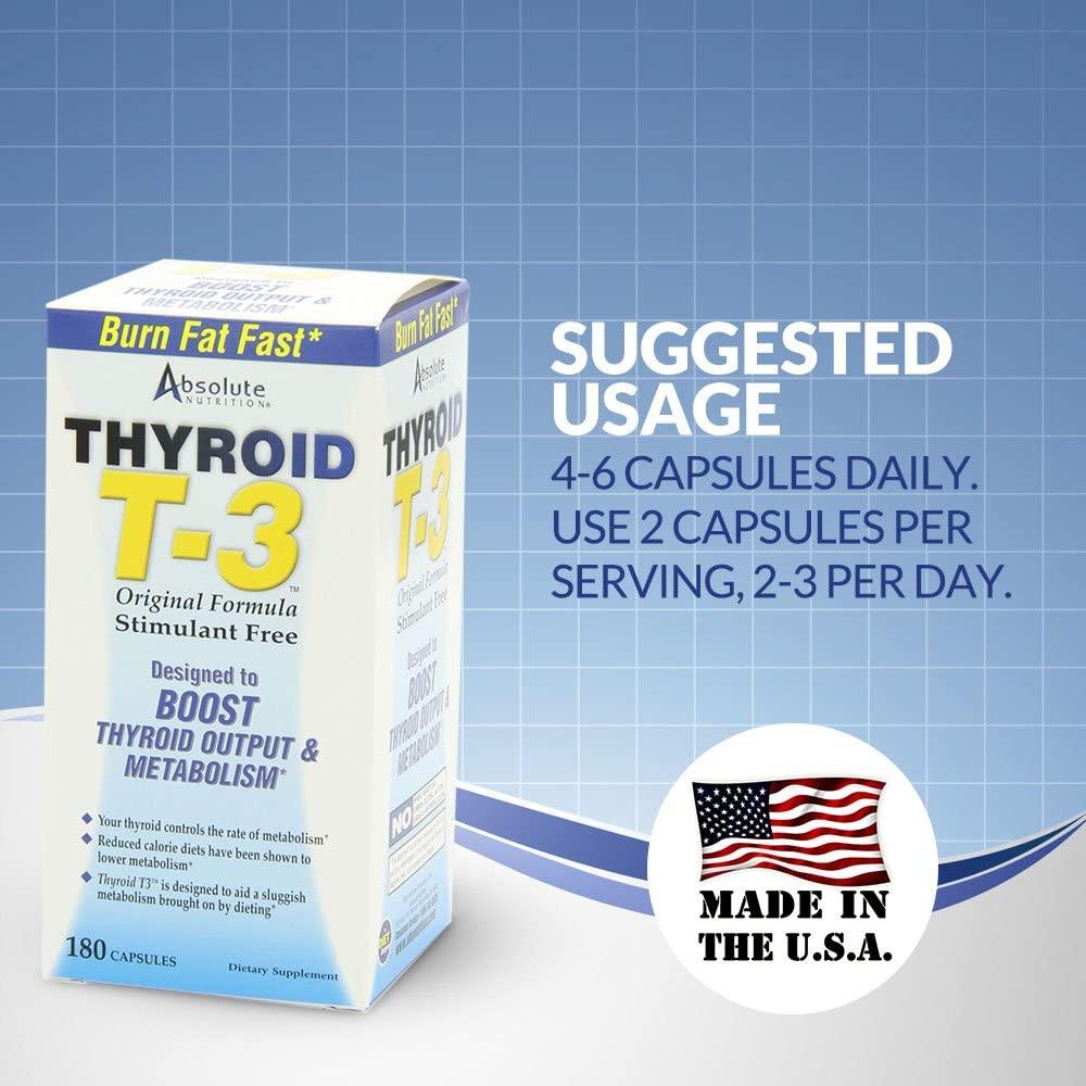 Absolute Nutrition Thyroid T-3 Radical Metabolic Booster - 180 Capsules ...