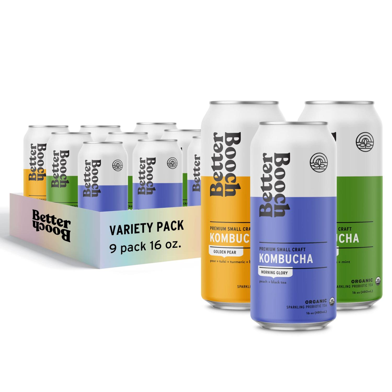 Better Booch Organic Kombucha Variety Pack - Probiotic Rich Sparkling ...