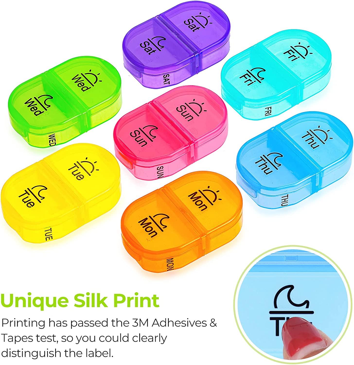 AUVON 2 Times a Day Weekly Pill Organizer AM PM - Purple | 7-Day Pocket ...