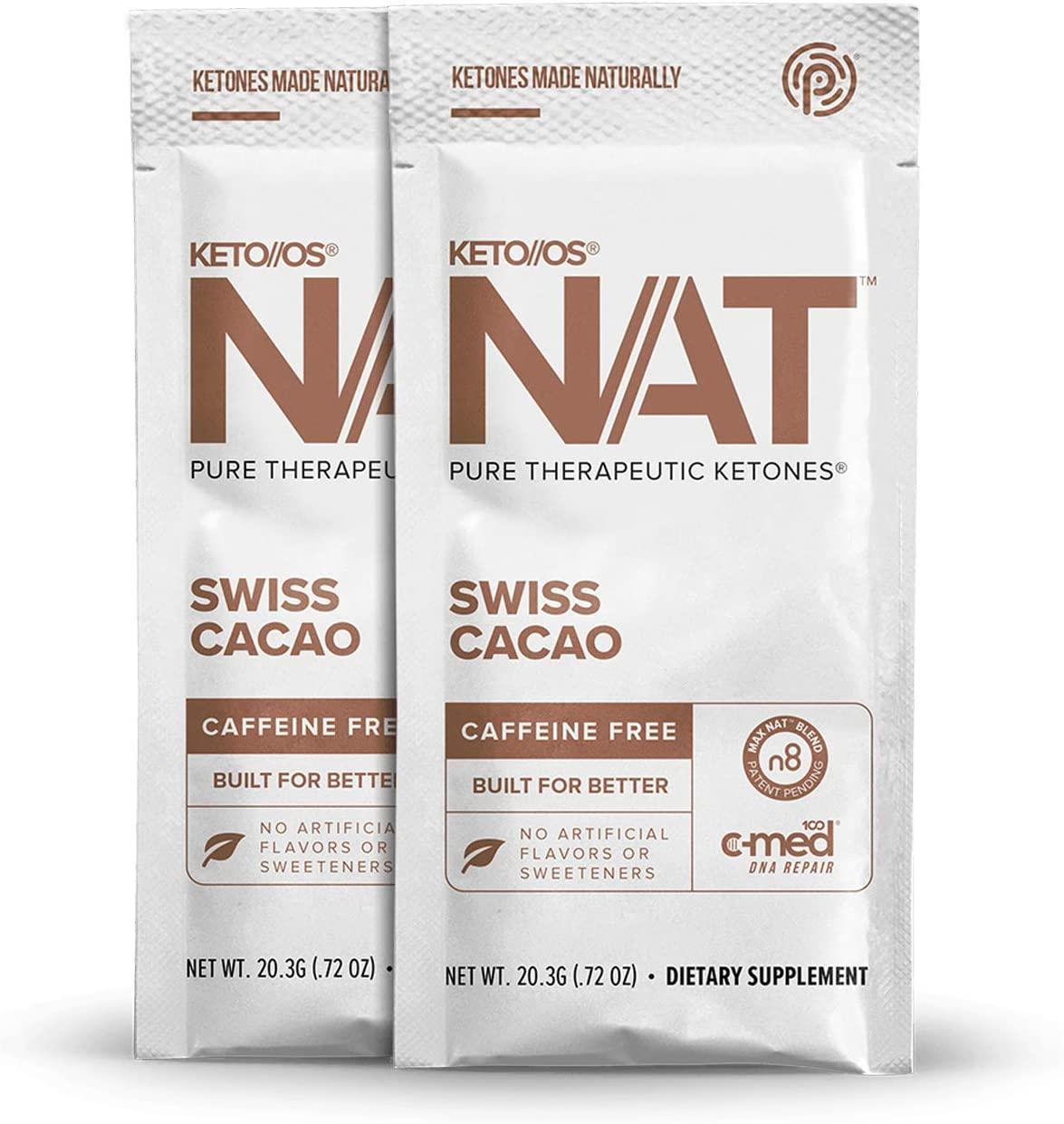 Keto//OS NAT Swiss Cacao Caffeine-Free Exogenous Ketones BHB Salts - 20 ...