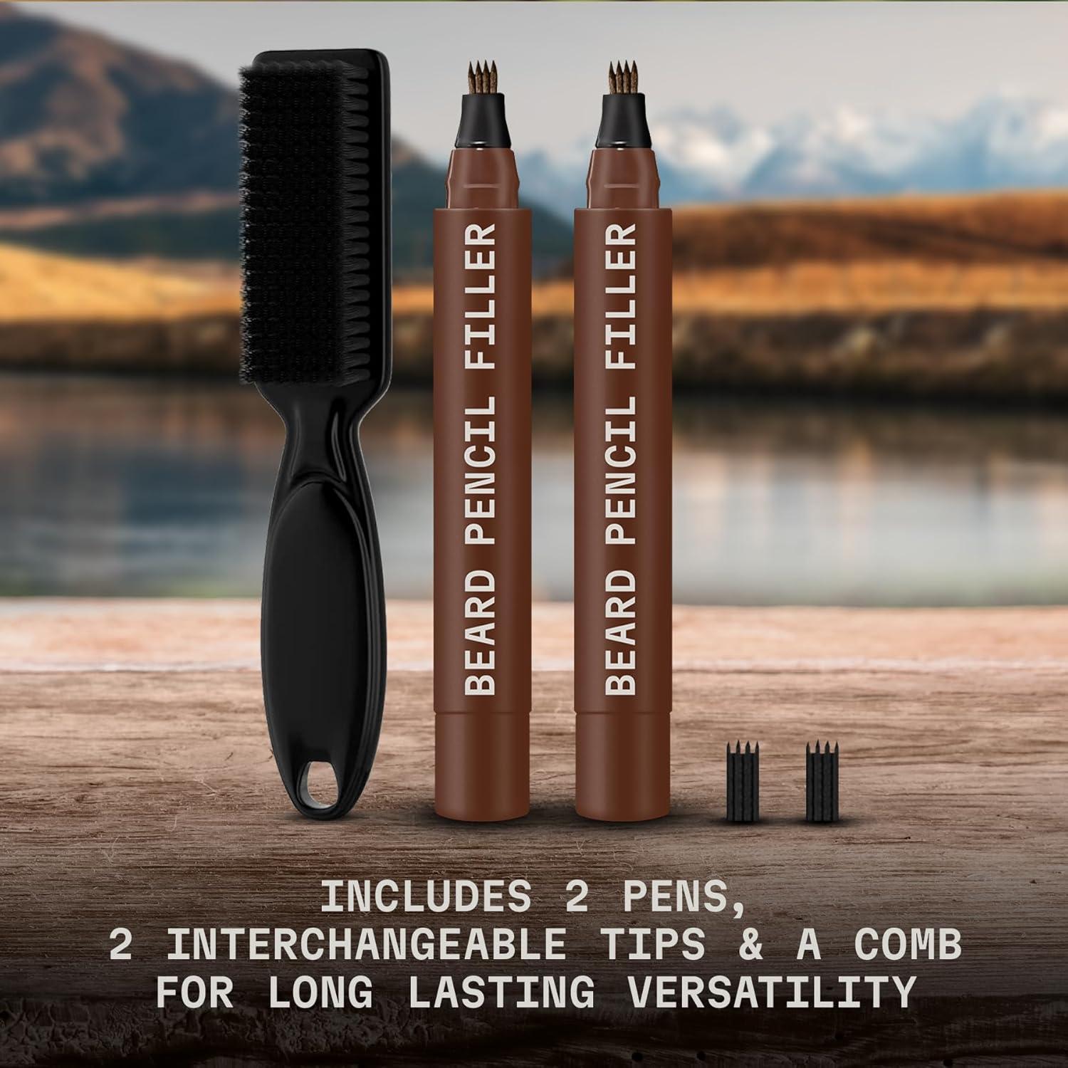 Dark Brown Beard Pencil Filler for Men (2 Pack) - Waterproof, Long ...