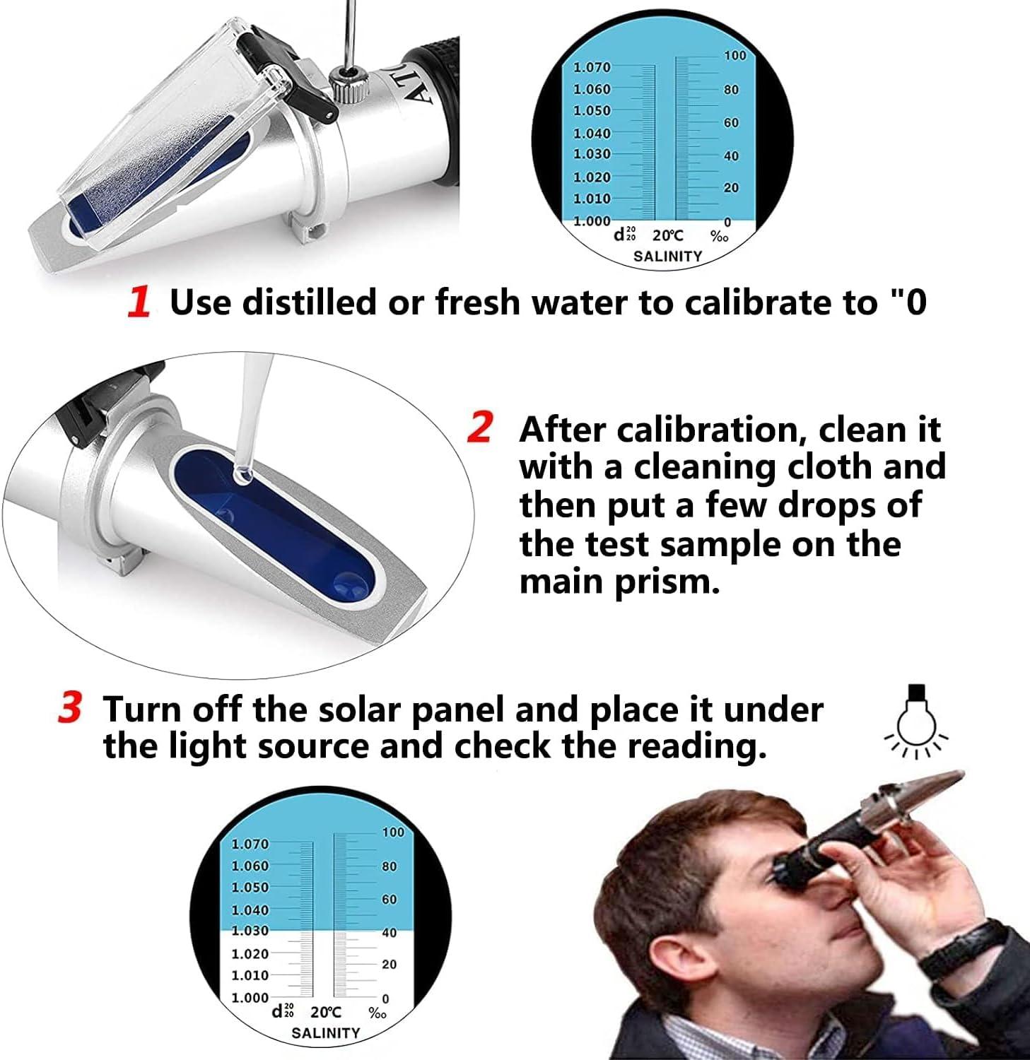 Retoteng Salinity Refractometer 0-100% Handheld Salinity Refractometer ...