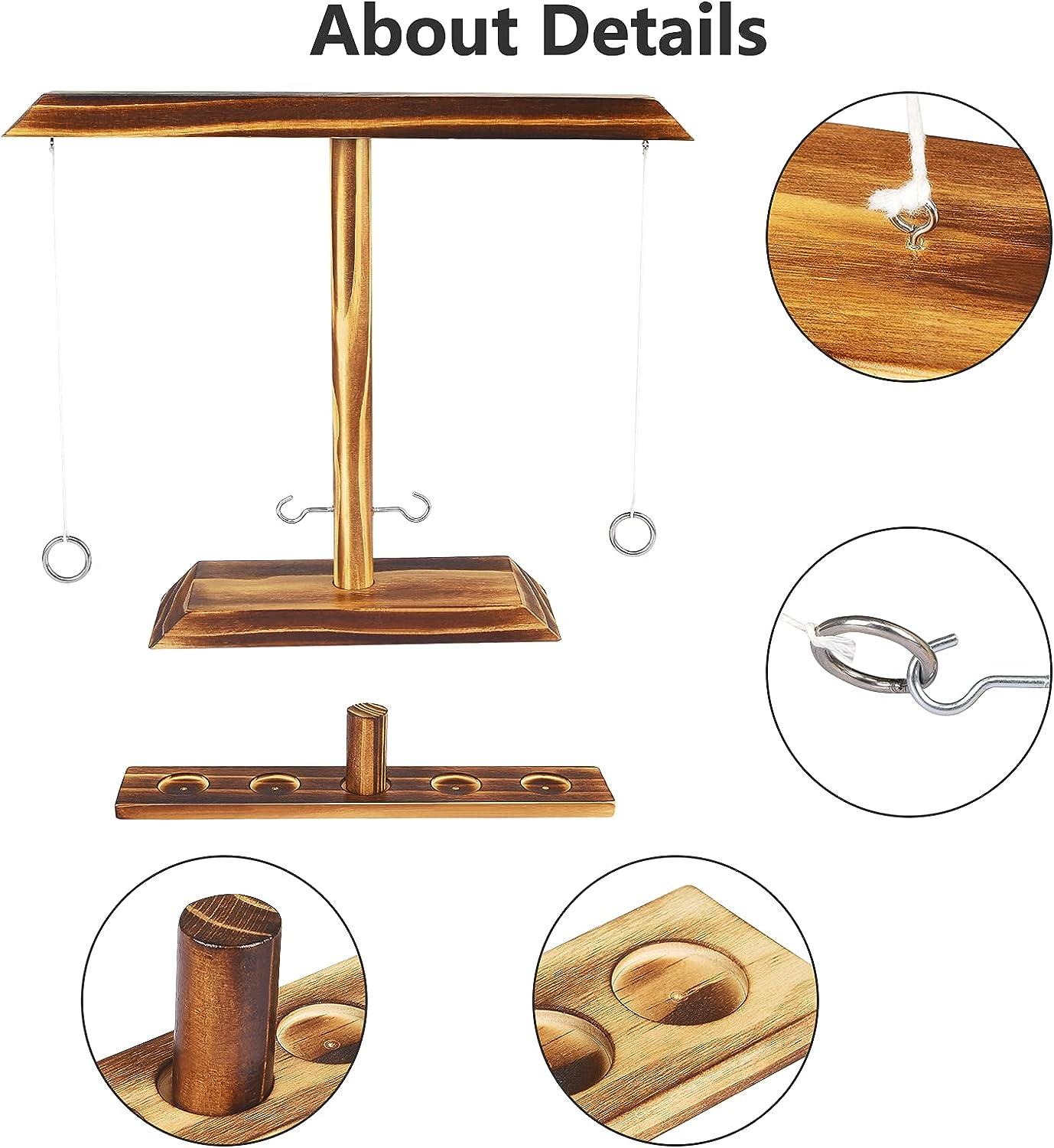 Handmade Wood Ring Toss Game Set with Shot Ladder Bundle - Fun Outdoor and Indoor Interactive ...
