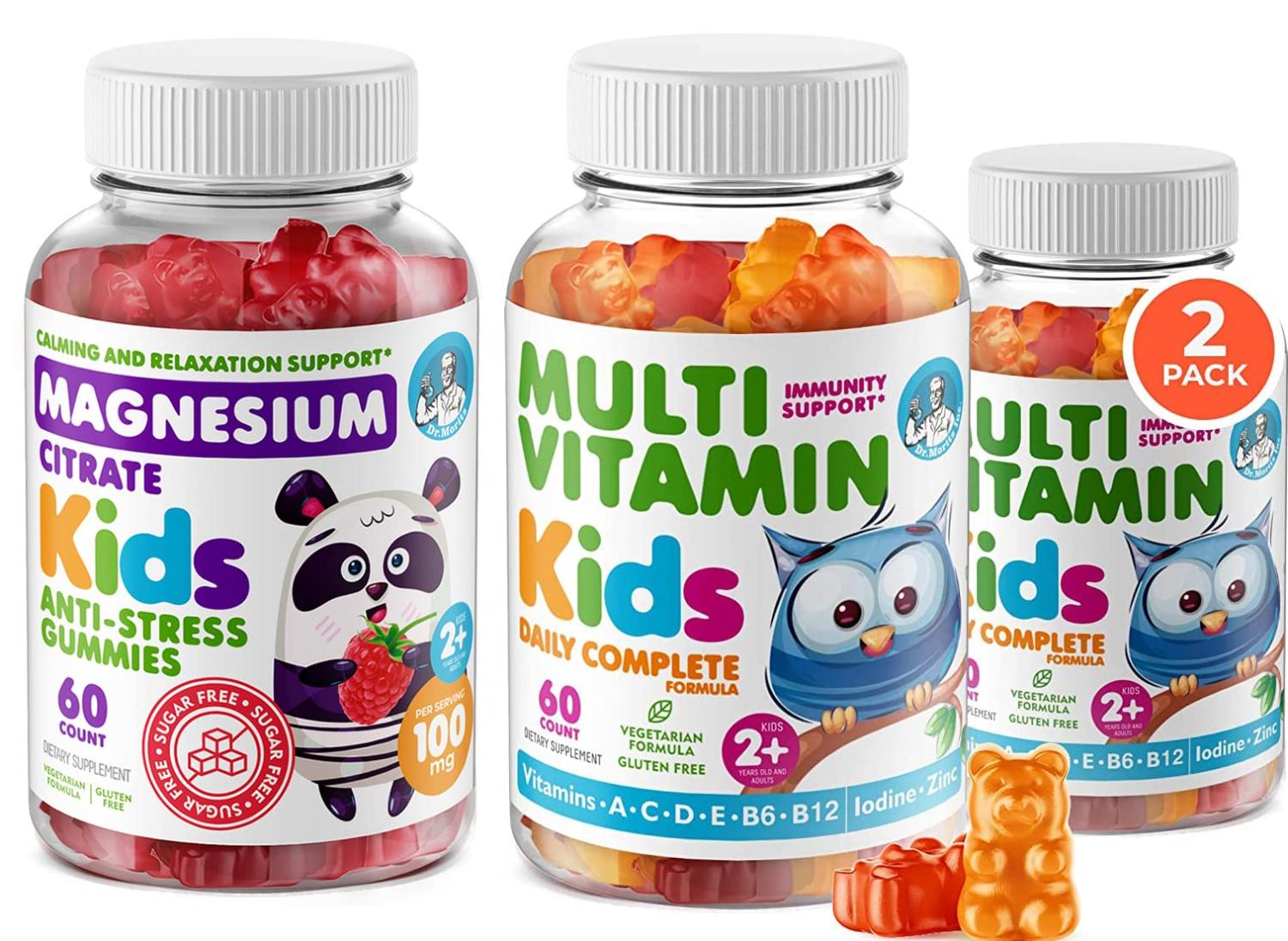 Dr. Moritz Kids Sugar-Free Magnesium Gummies & Multivitamin - Calm ...