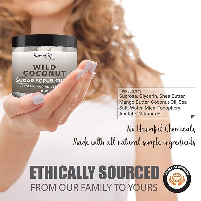 Body Scrub Exfoliator - 12oz COCONUT Sugar scrub cubes w/Mango Butter ...