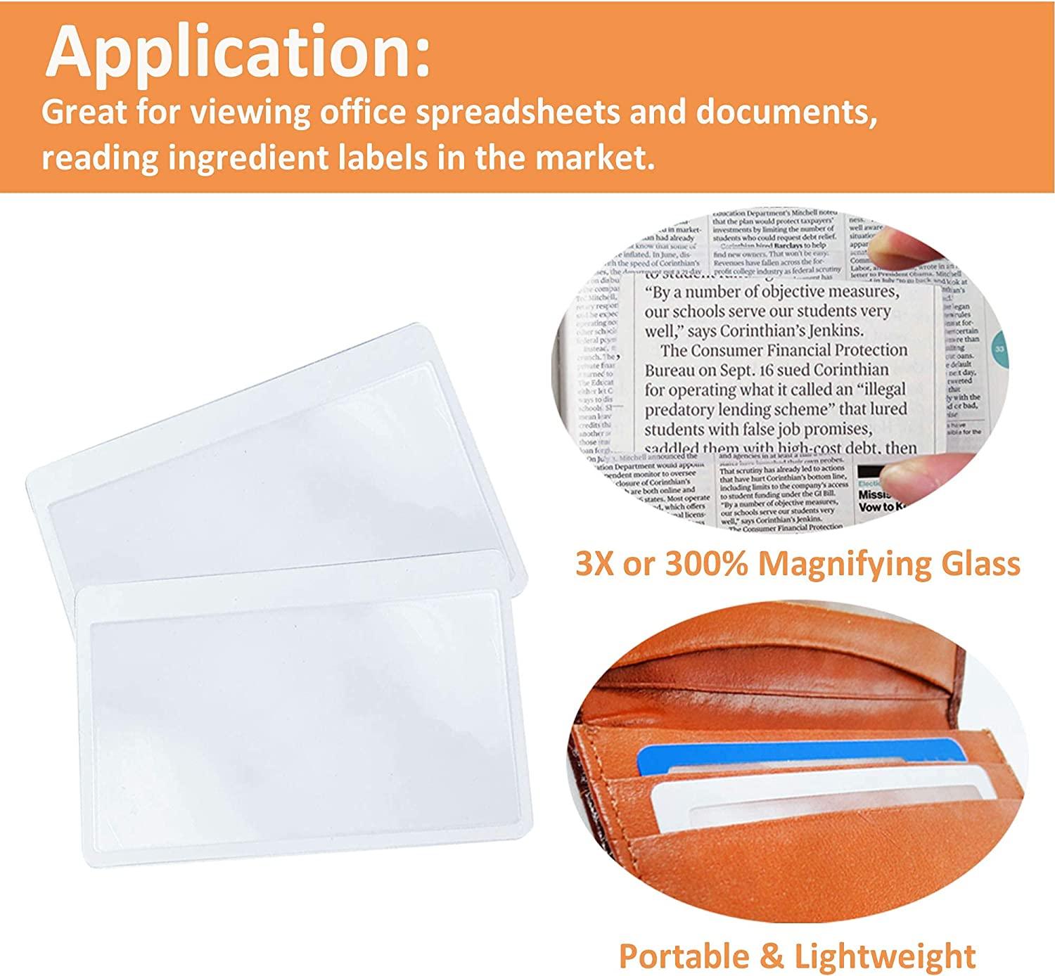 3X Lightweight Optical Plastic Fresnel Lens Magnifying Sheet with Card ...