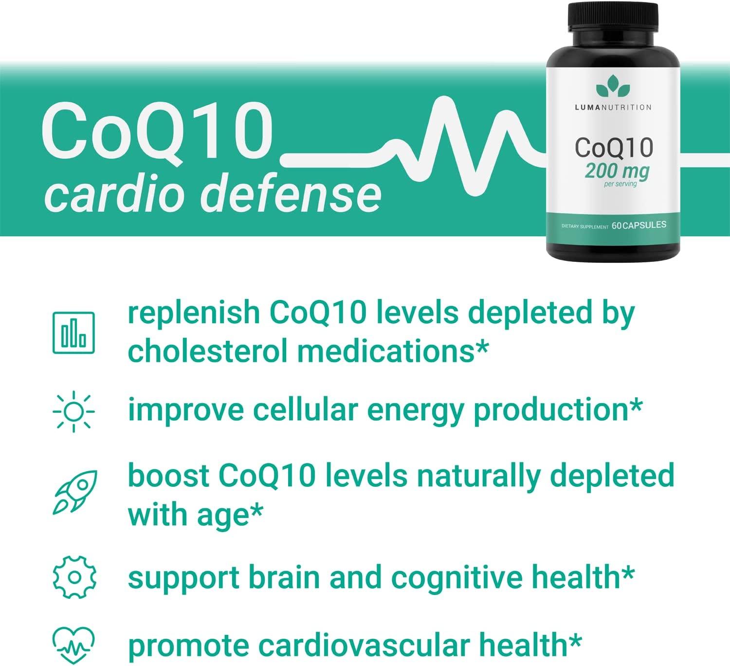 Premium CoQ10 200mg Liquid Capsules for Heart Health - 60 Softgels