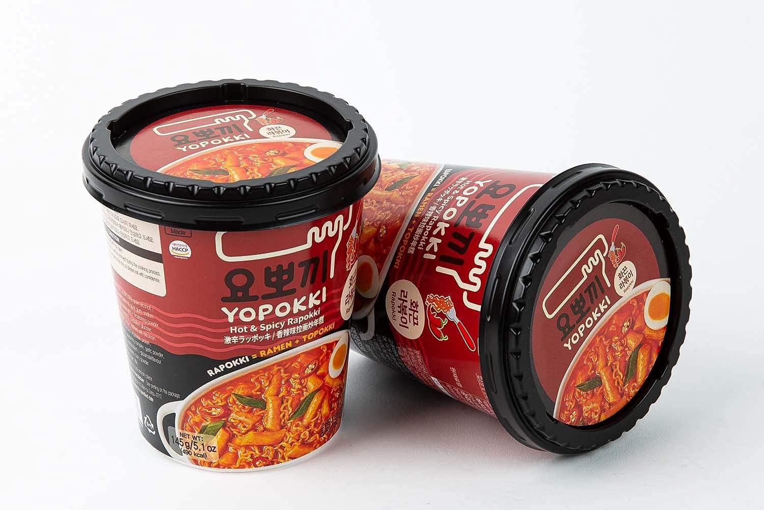 Yopokki Hot Spicy Rabokki Cup - Korean Ramen Noodle Tteokbokki Rice ...