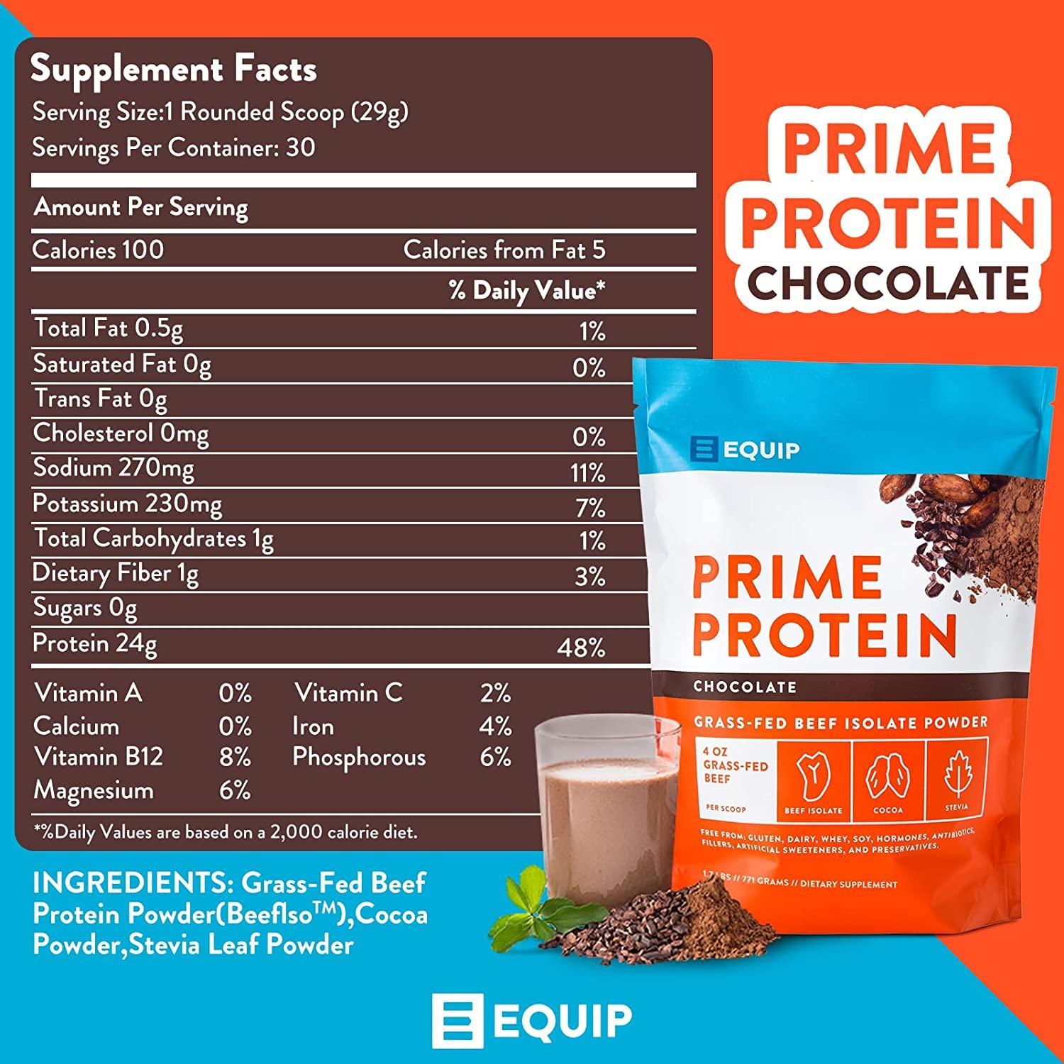 Equip Foods Prime Protein - Grass-Fed Isolate Beef Protein Powder ...