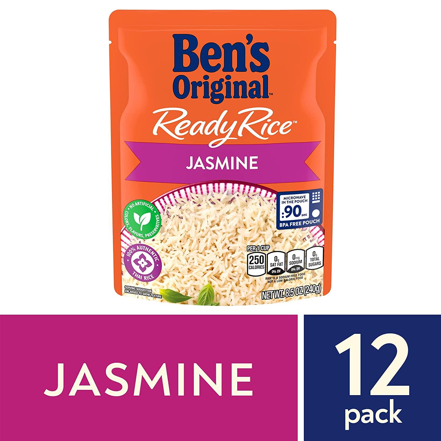 BEN'S ORIGINAL Ready Rice Jasmine Rice 8.5 oz Pouch (Pack of 12) | Easy Dinner Side | Buy Now ...