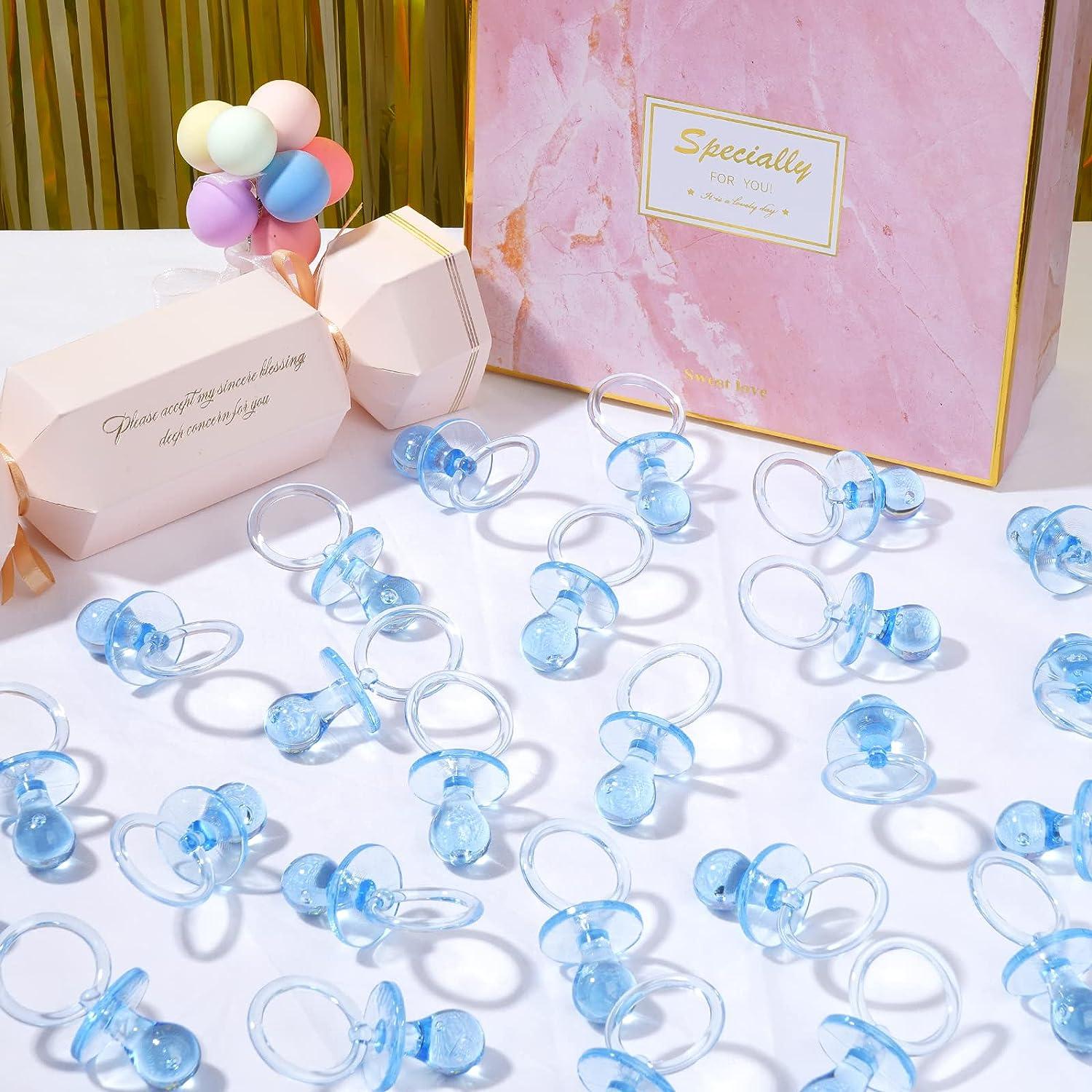 50 Pack 2.75 Inch Blue Baby Shower Pacifiers for Gender Reveal & Party ...