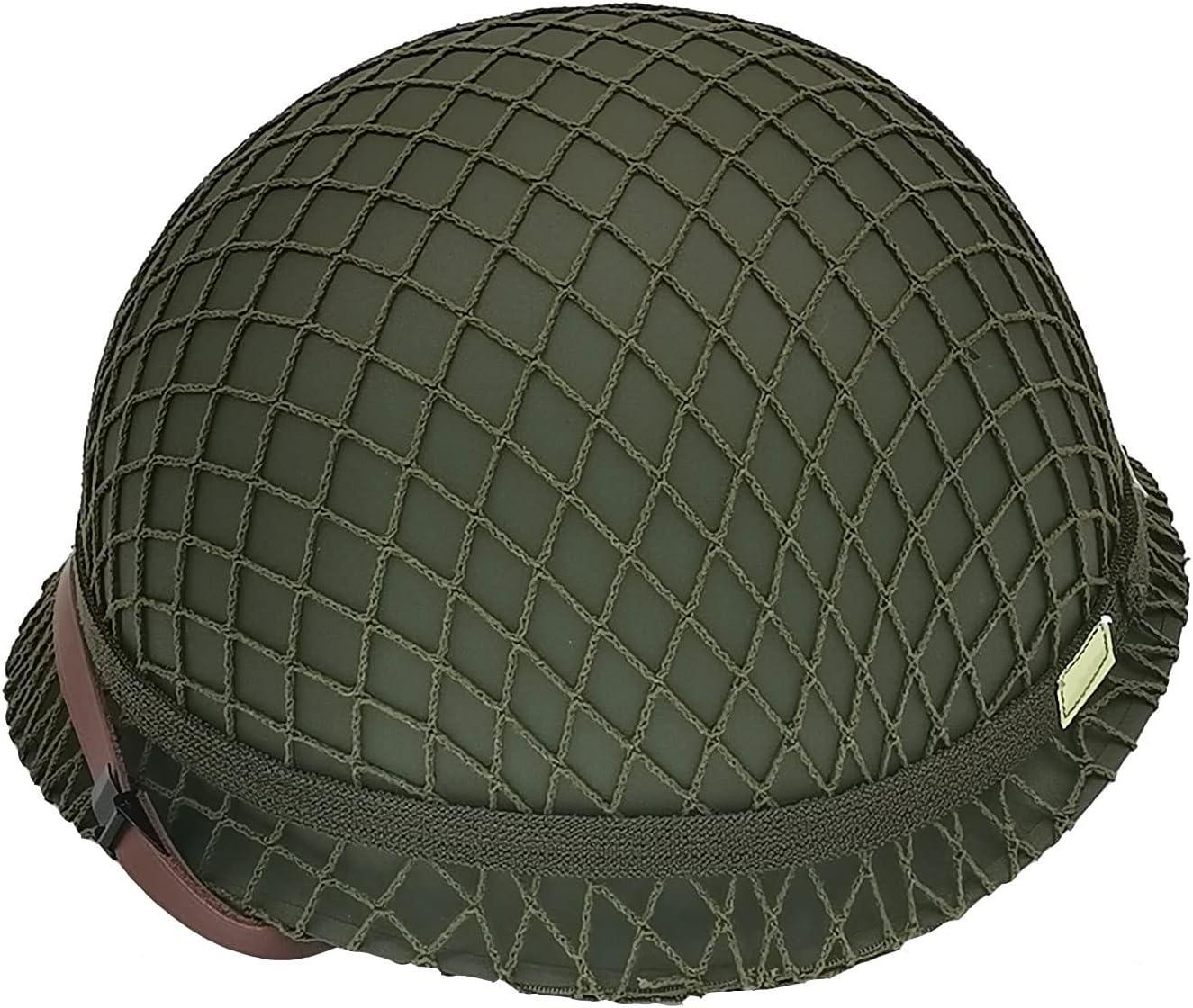 WWII US Army M1 Helmet Replica - Metal Steel Shell with Net/Canvas Chin ...