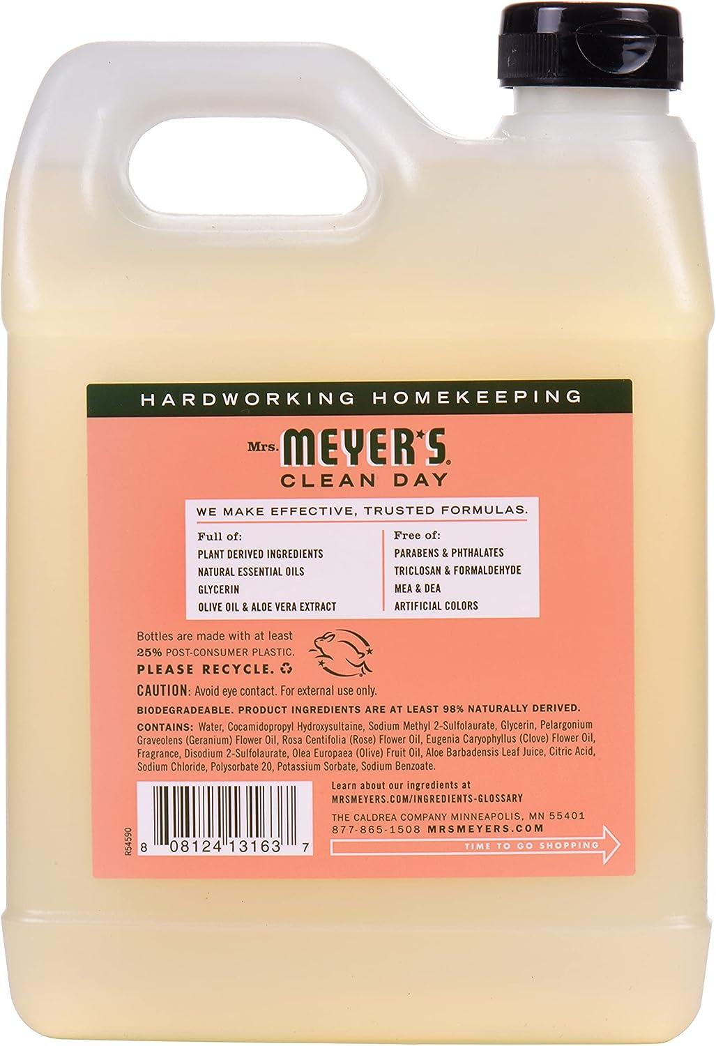 Mrs Meyers Liquid Hand Soap Refill 33 Oz Geranium Scent Eco Friendly