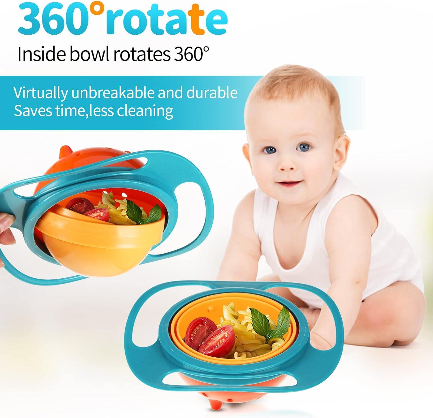 Baby Universal Gyro Bowl - Non-Spill Rotating 360 Degrees Magic Bowl ...