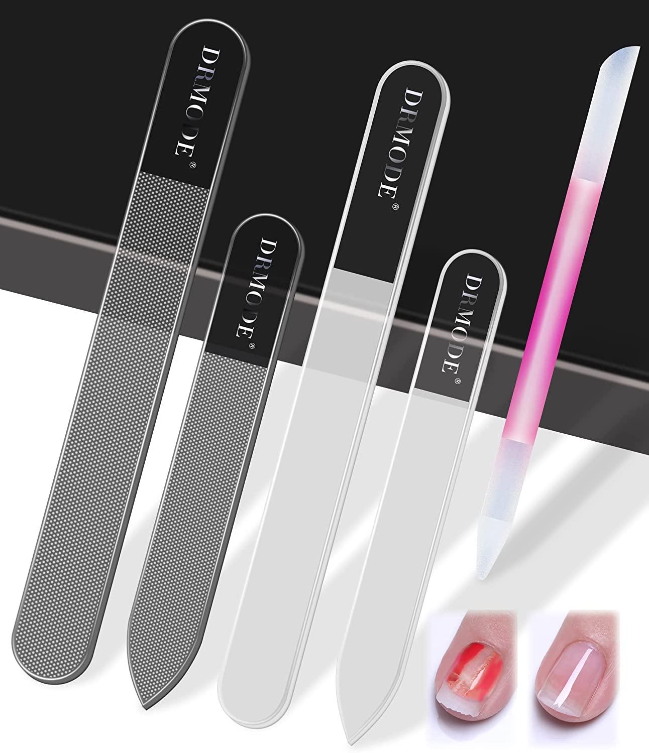 Nano Glass Nail File Set with Case - 5PCS | Cuticle Pusher & Crystal ...