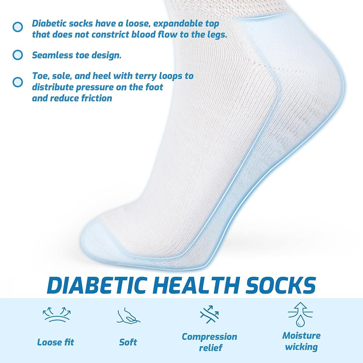 LIN Diabetic Socks for Men & Women | Non-Binding Circulatory Extra Wide ...