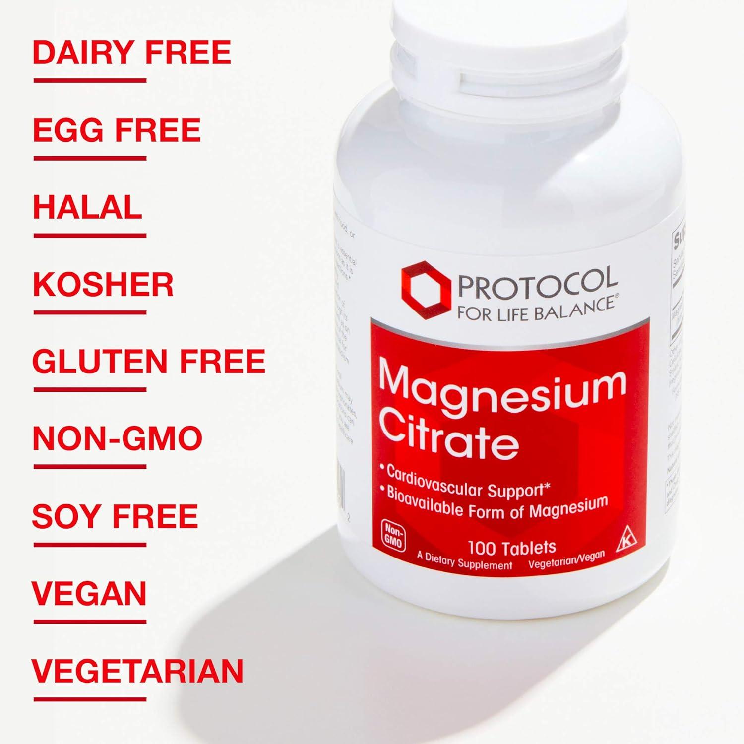 Protocol Magnesium Citrate 400mg - Mood & Heart Health Support - 100 Tabs