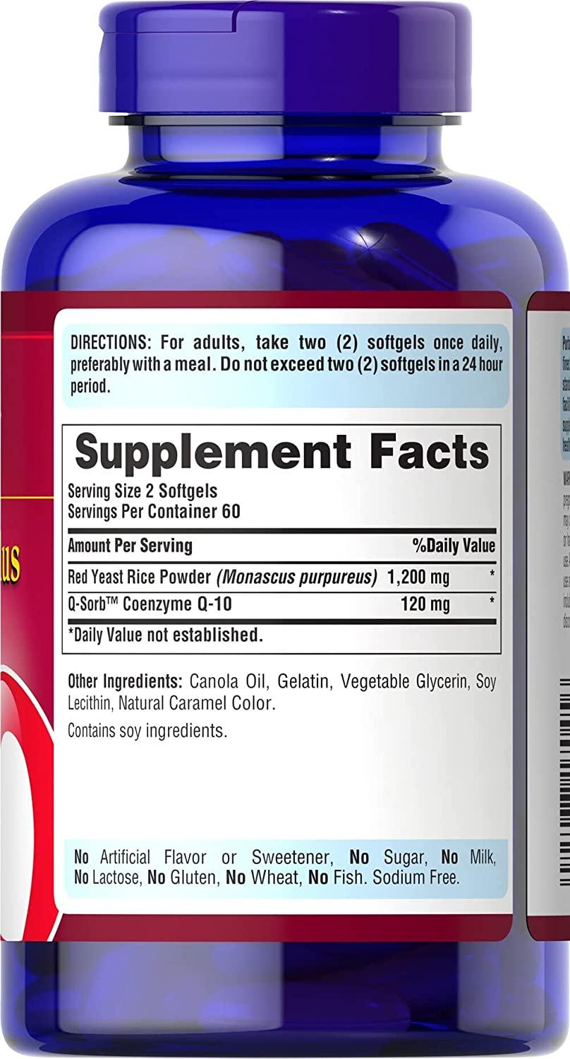 Q-Sorb CoQ10 Plus Red Yeast Rice 120 Rapid Release Softgels | Puritan's ...