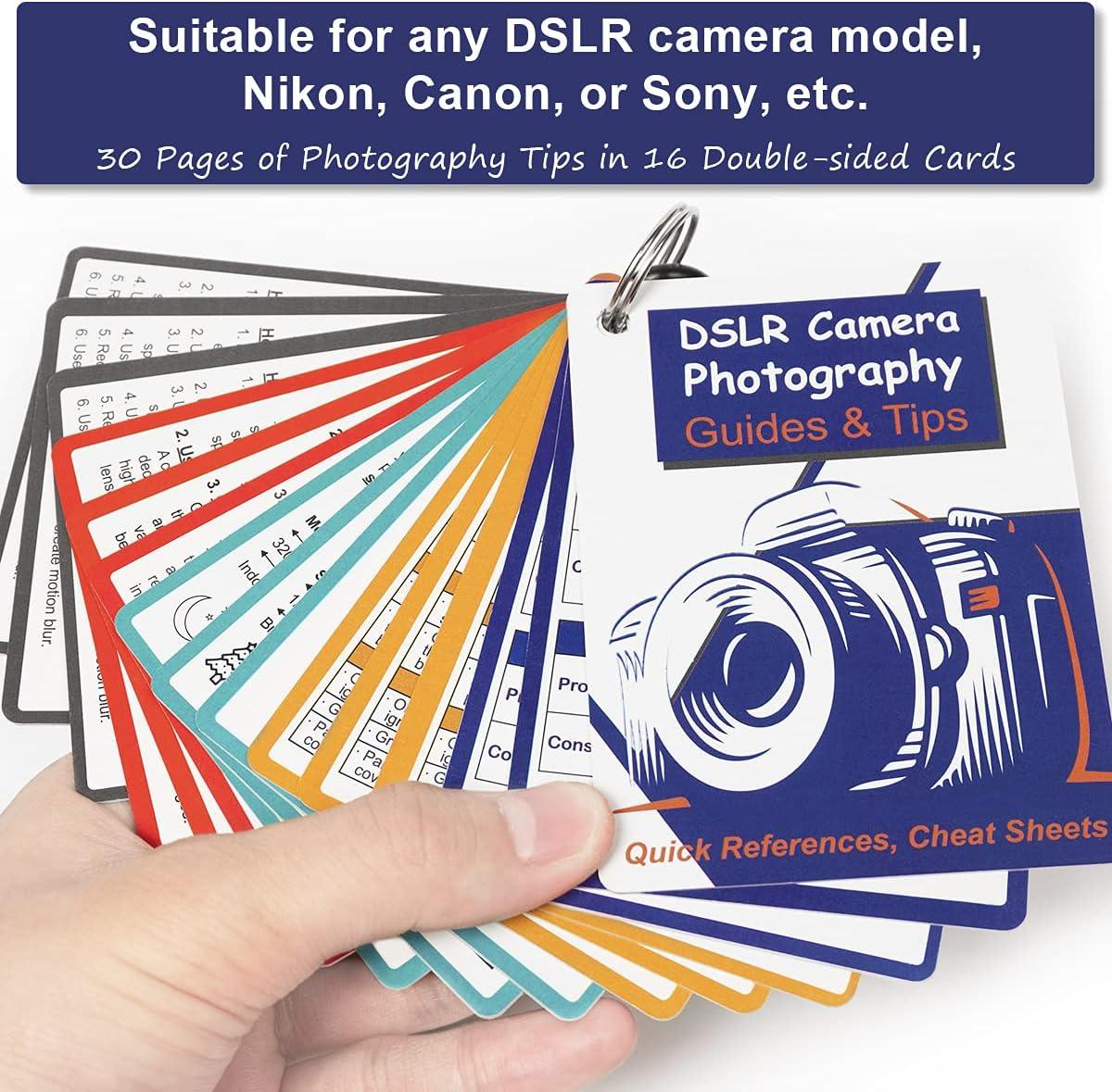 Photography Cheat Sheet Cards for Canon Nikon Sony DSLR Cameras - Quick ...
