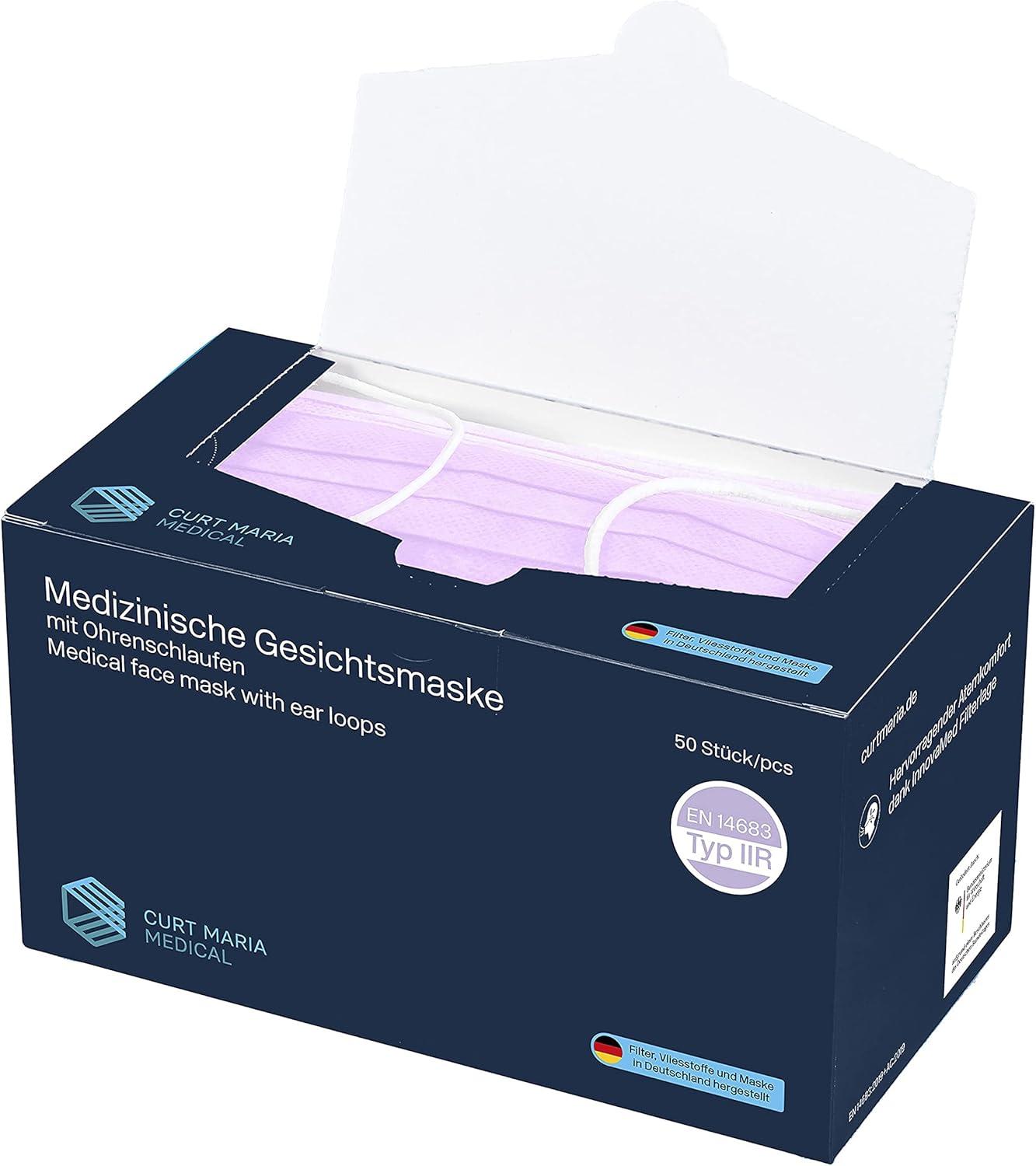 Dustpirate Curt Maria Medical Face Masks - 50 Pack 3-Layer Lilac 100% ...