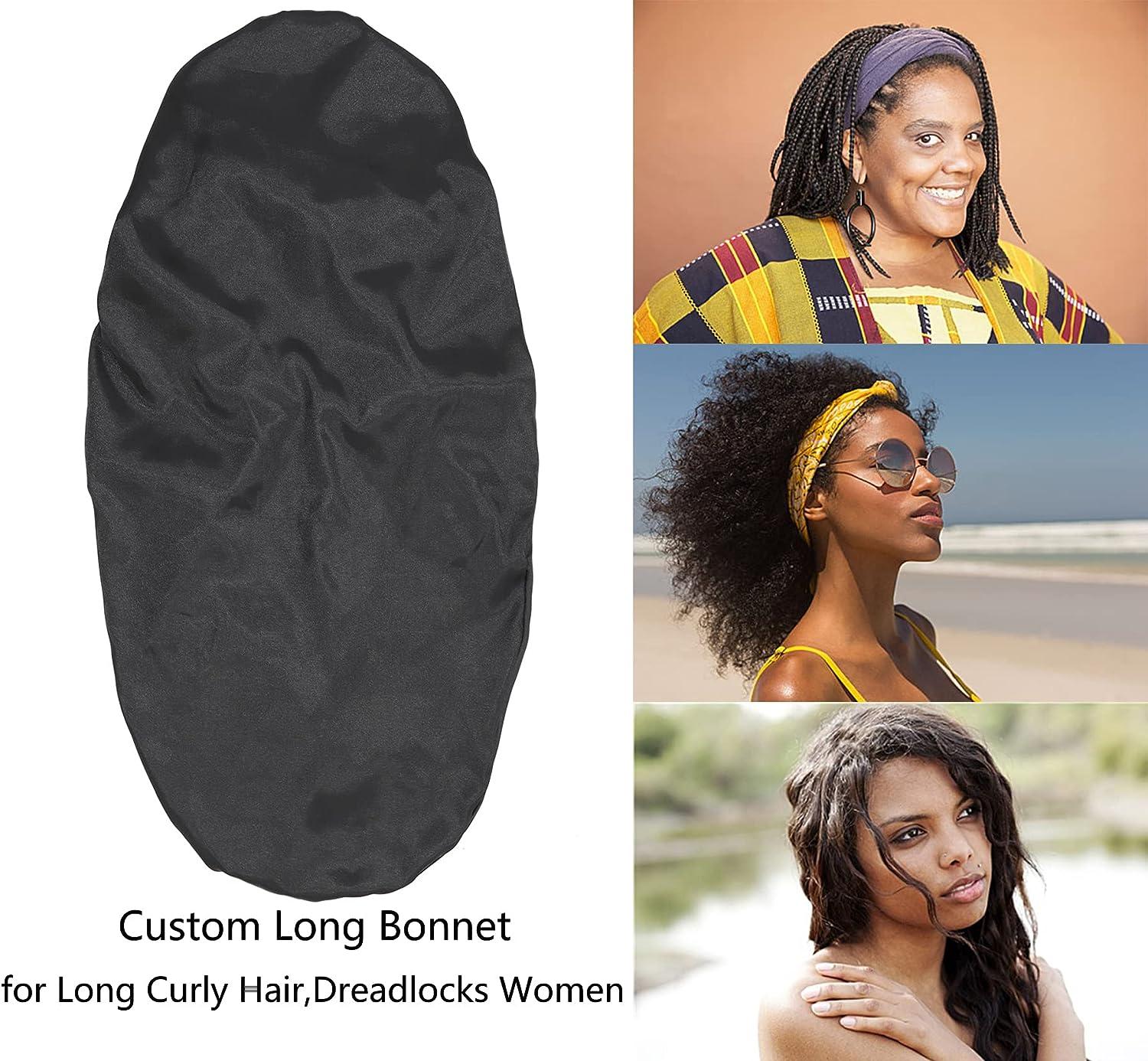 SENGTERM Silk Braid Bonnet Long Satin Sleep Cap for Women with ...