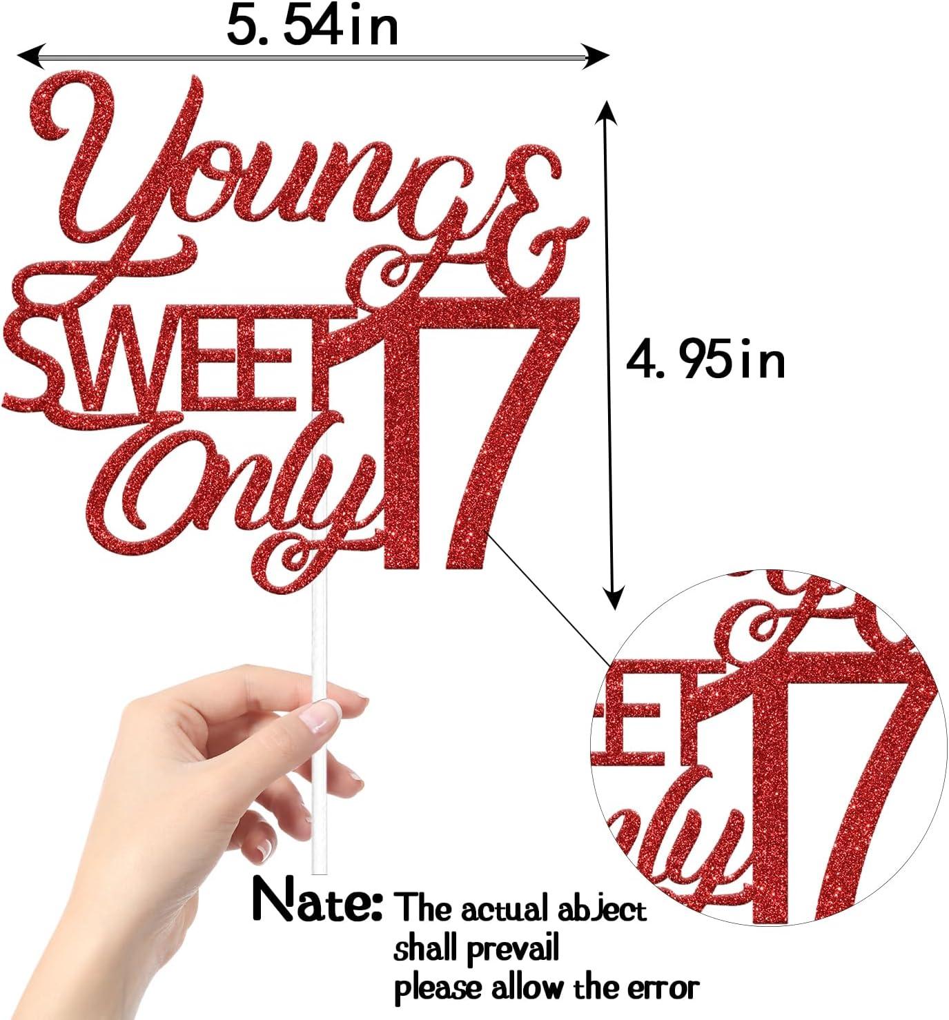Young & sweet only 17 Cake Topper Girls Happy 17th Birthday Party Cake ...