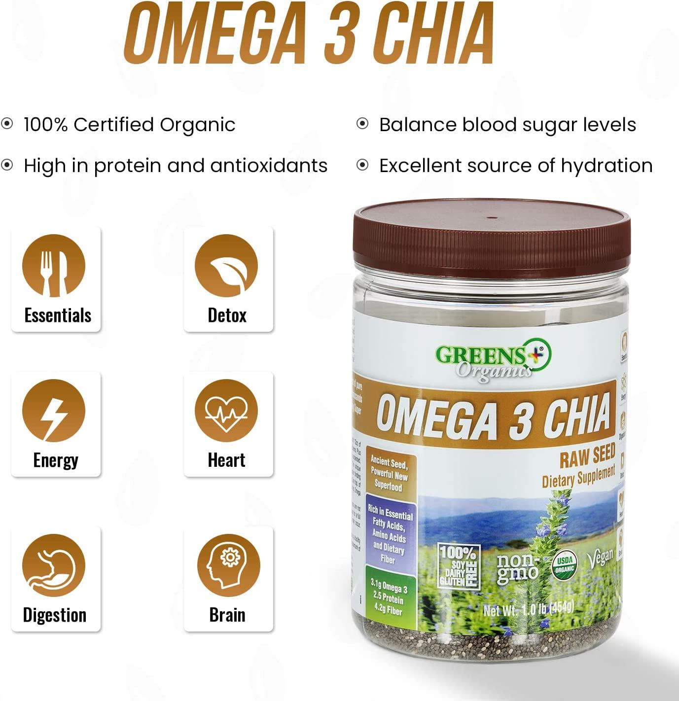 Organic Omega 3 Chia Ancient Raw Seed Dietary Supplement - Non-GMO ...