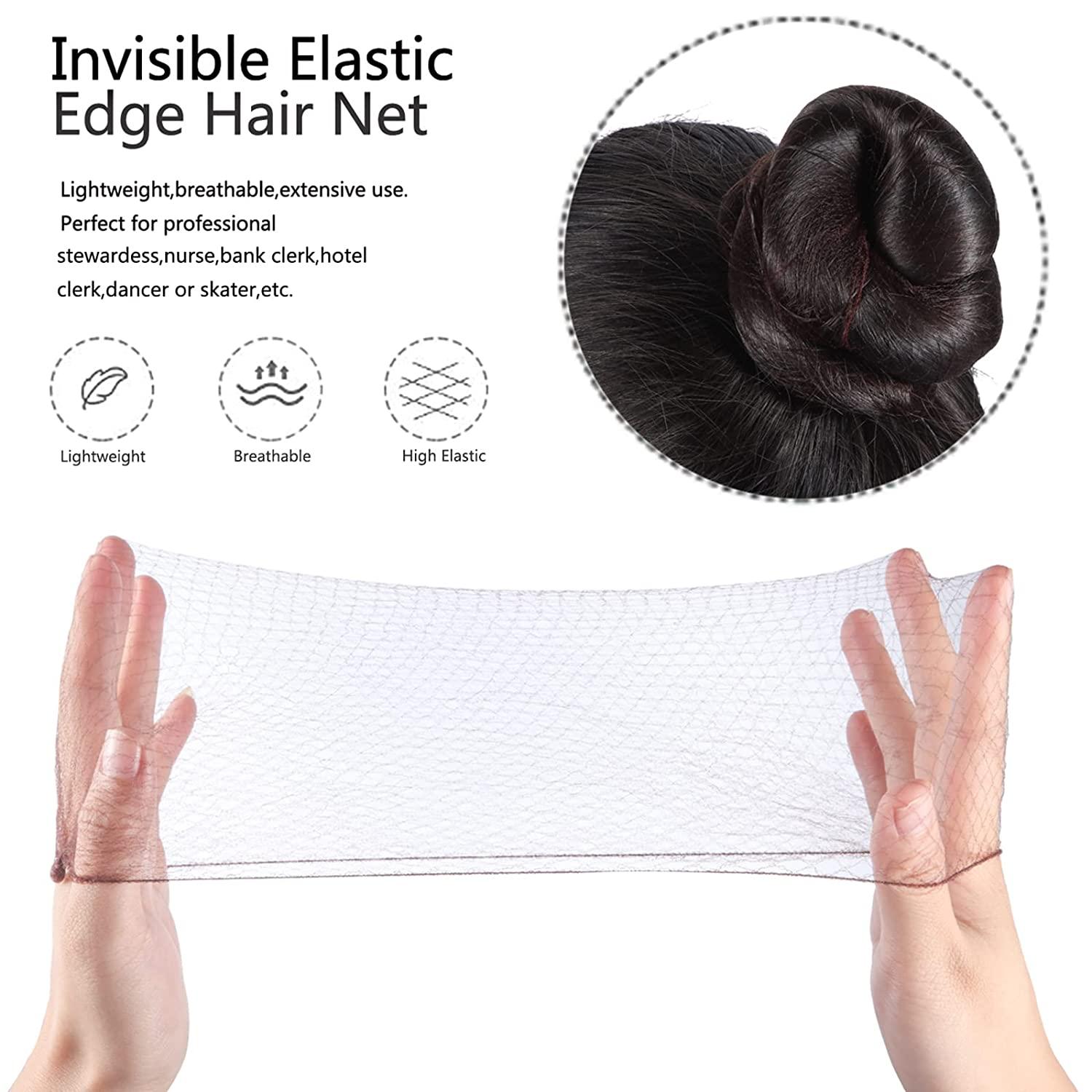 Invisible Hair Nets and U Shaped Pins Set - 50 Pieces with Individual ...