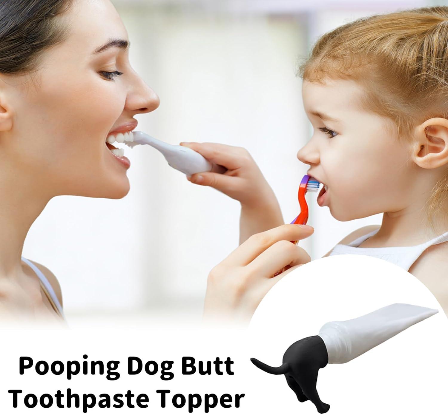 Black Kalzender Dog Po Toothpaste Lid - Funny Pooping Dog Toothpaste ...