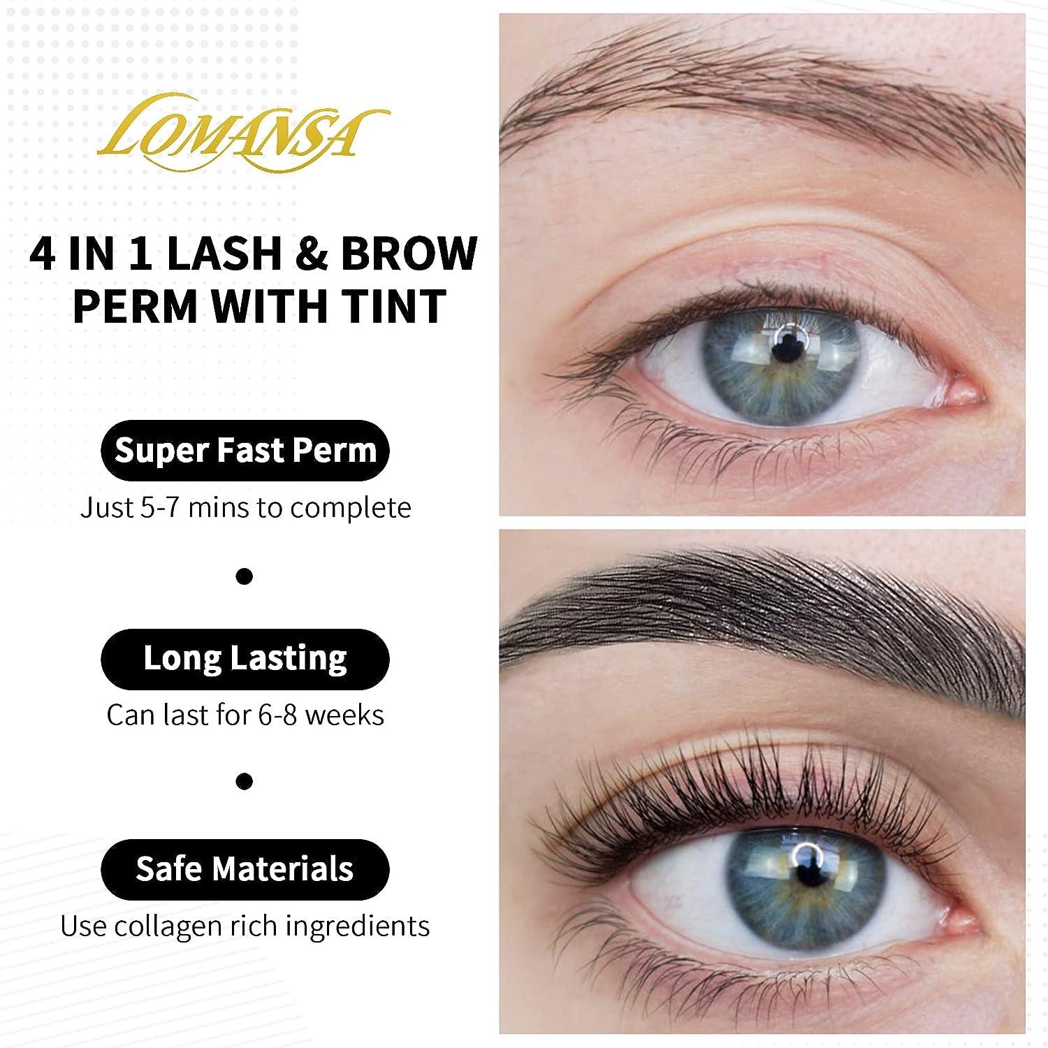 Lomansa Lash Lift Kit with Black Color - 4 in 1 Eyelash and Eyebrow ...