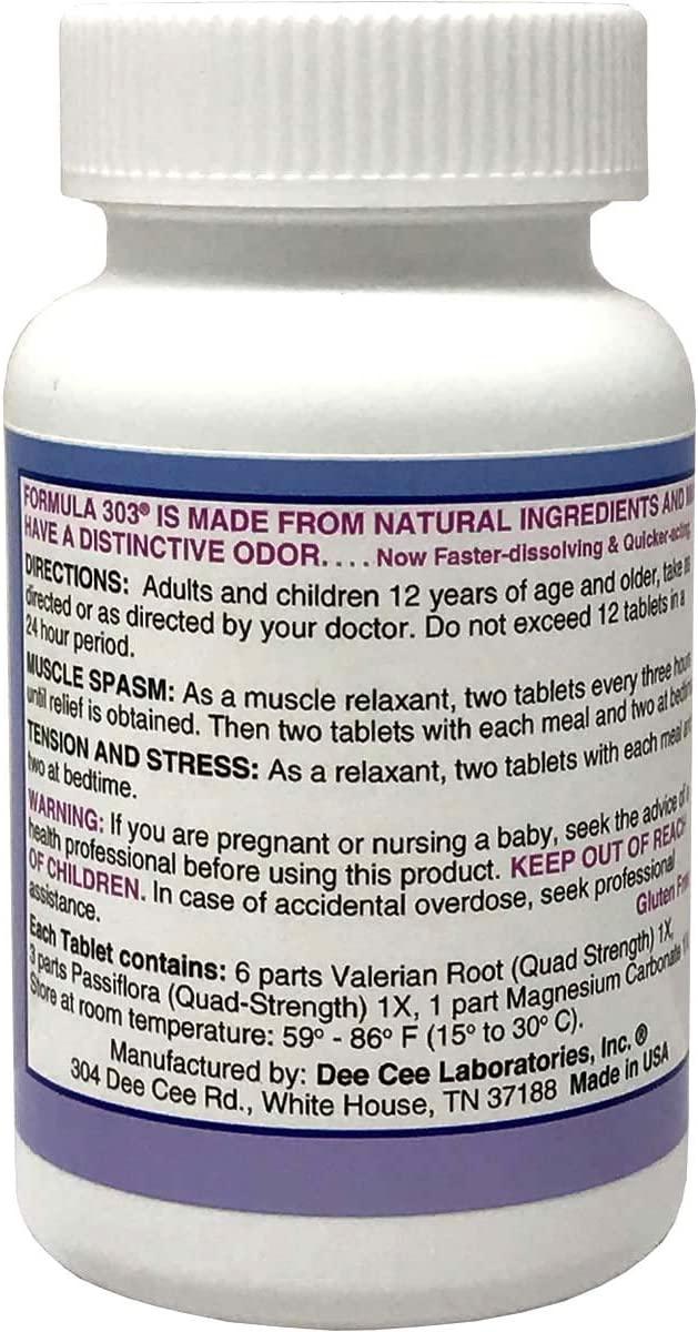 Dee Cee Labs Formula 303 Maximum Strength Muscle Relaxant Tablets - 250 ...