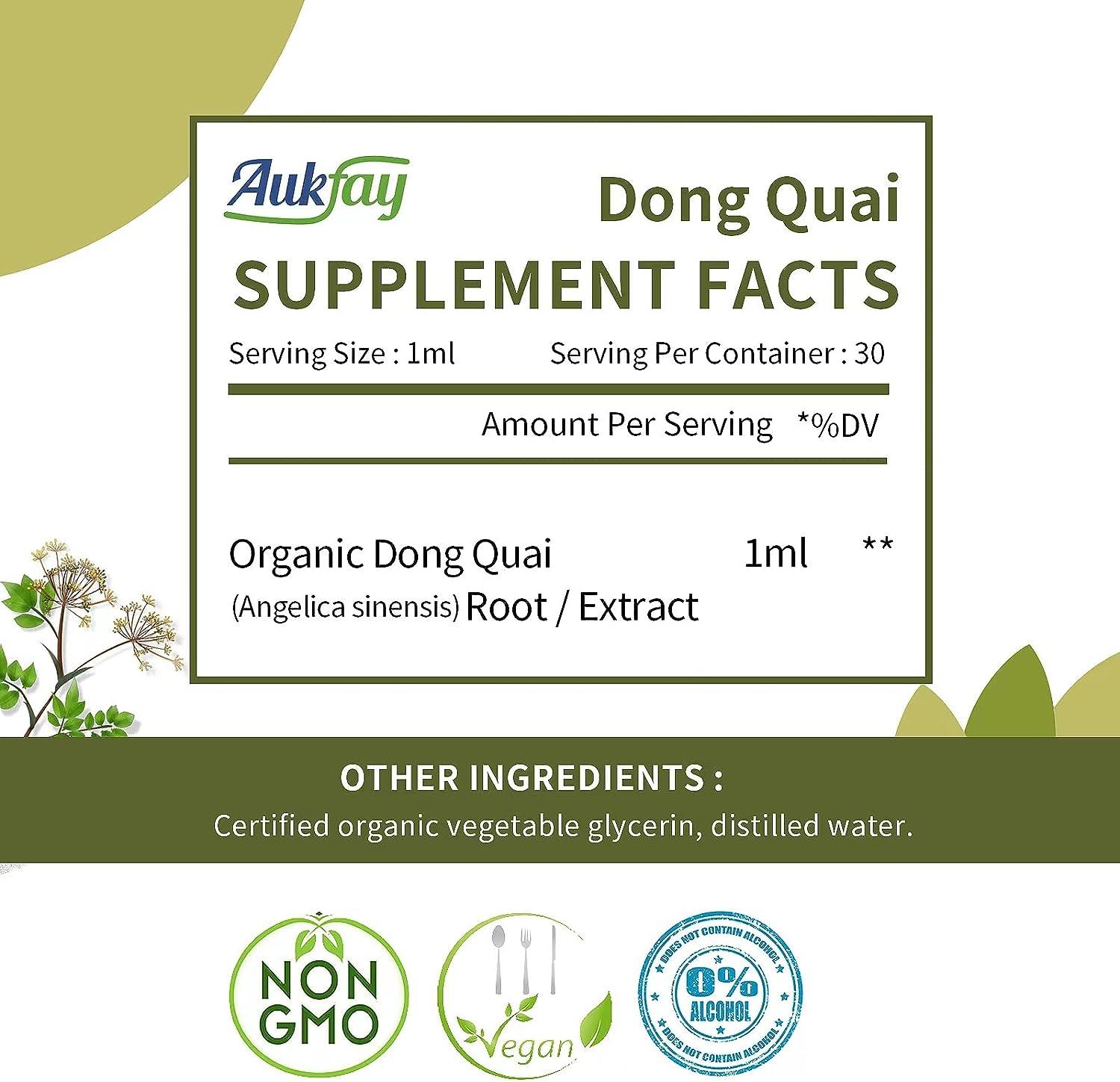 AUKFAY Dong Quai Liquid Extract - Female Reproductive Support - 1 Fl Oz ...