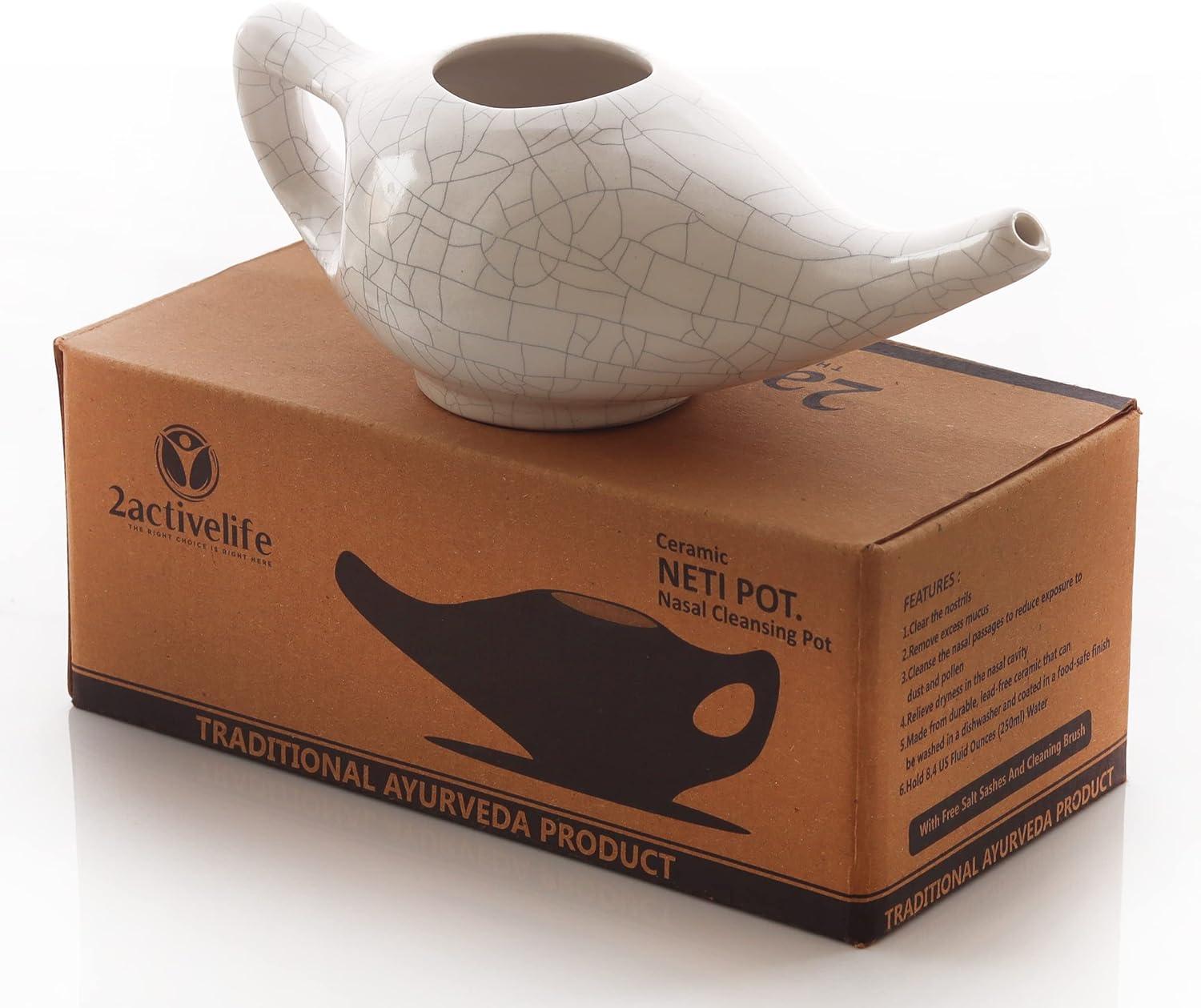 2activelife Ceramic Neti Pot - 225ml, Dishwasher Safe, Compact Design ...