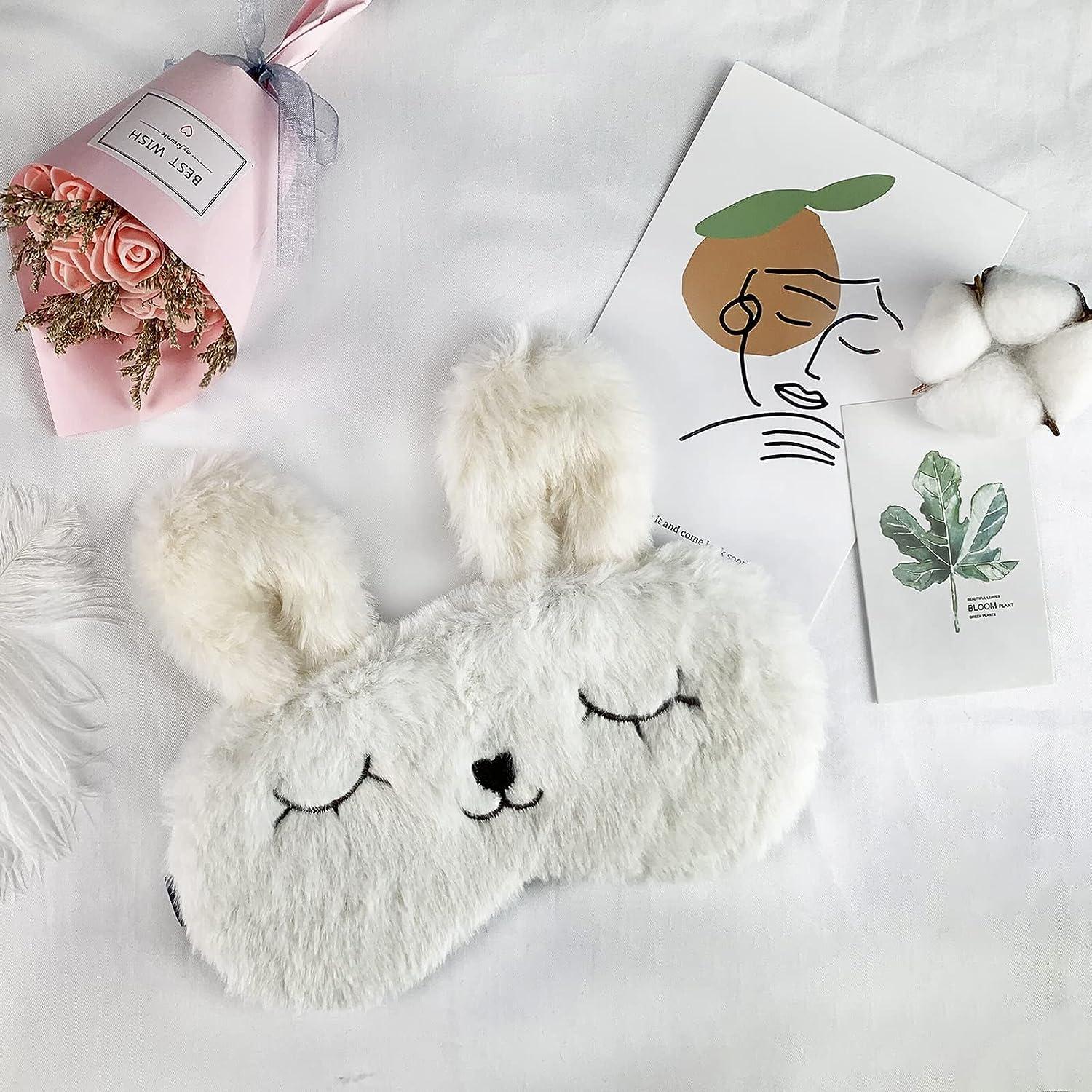 ULIFEMALL Cute Rabbit Sleeping Mask - Soft Plush Bunny Blindfold for ...