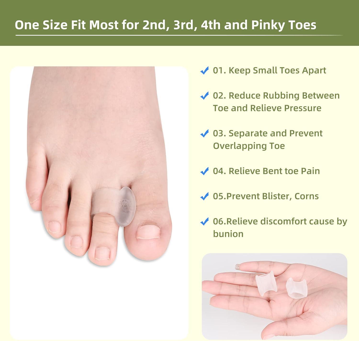 DYKOOK Pinky Toe Separator Gel Toe Spacers Straightener Hammer Toe ...