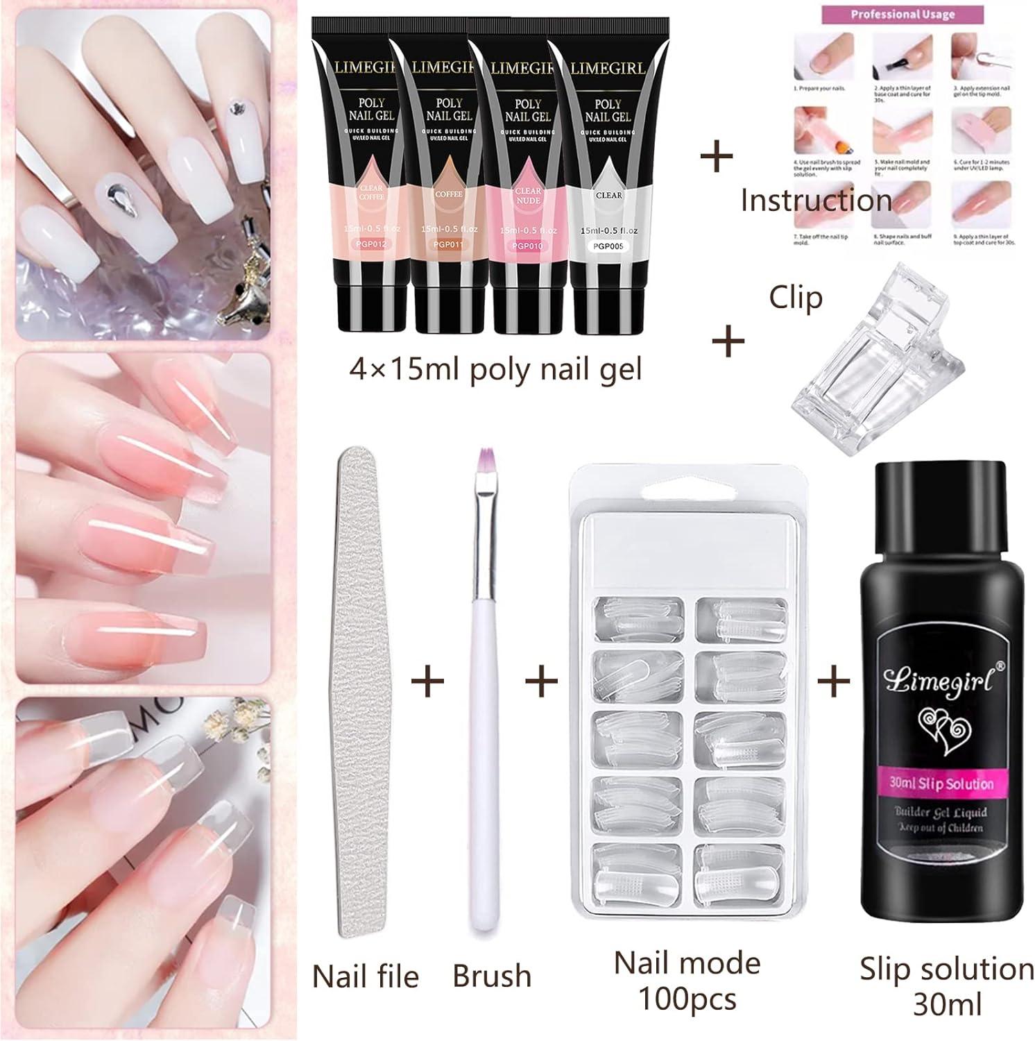 Poly Nail Gel Kit with Slip Solution - Builder Gel Nail Extension Set ...