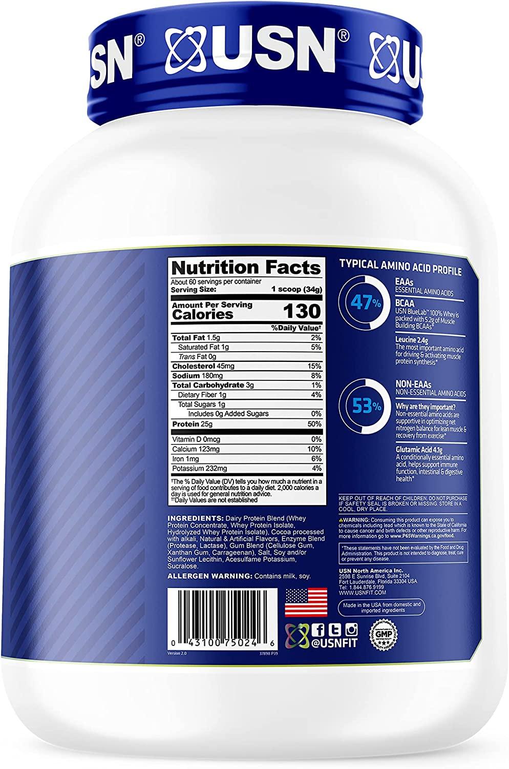 USN BlueLab 100% Whey Protein Powder Molten Chocolate - Keto Friendly ...