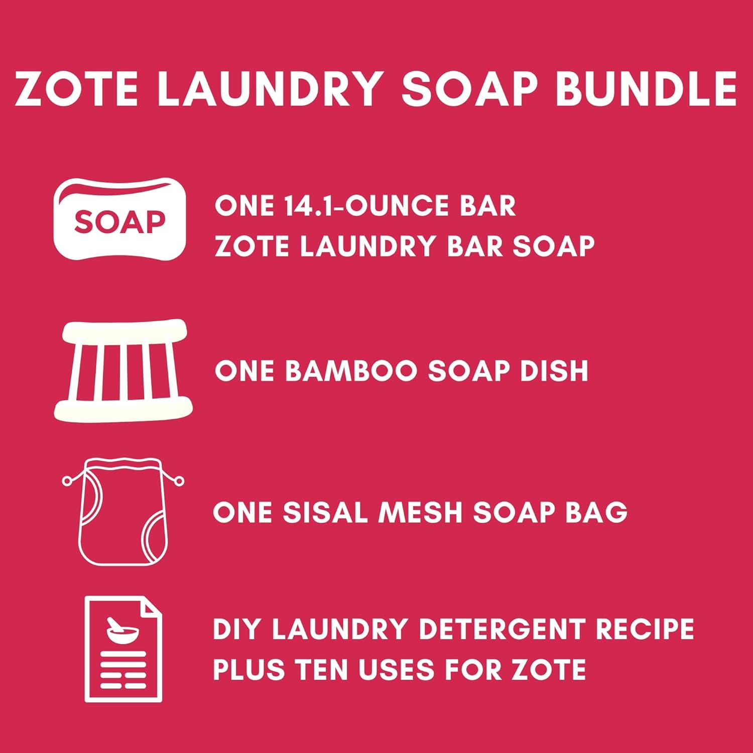 ZOTE Pink Laundry Detergent Bar Soap Bundle - 14oz Soap Bamboo Holder ...