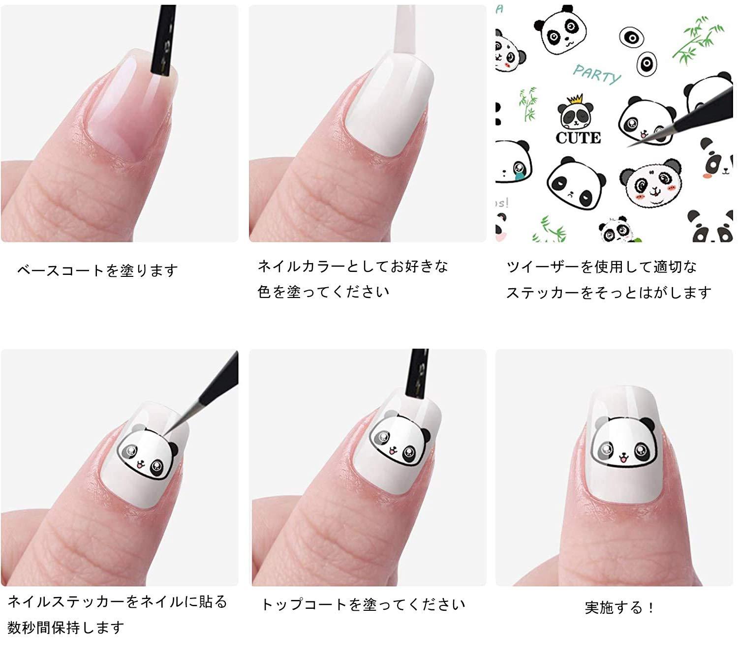 Panda Nail Art Stickers - 3D Cute Pandas with Bamboos and Flowers ...