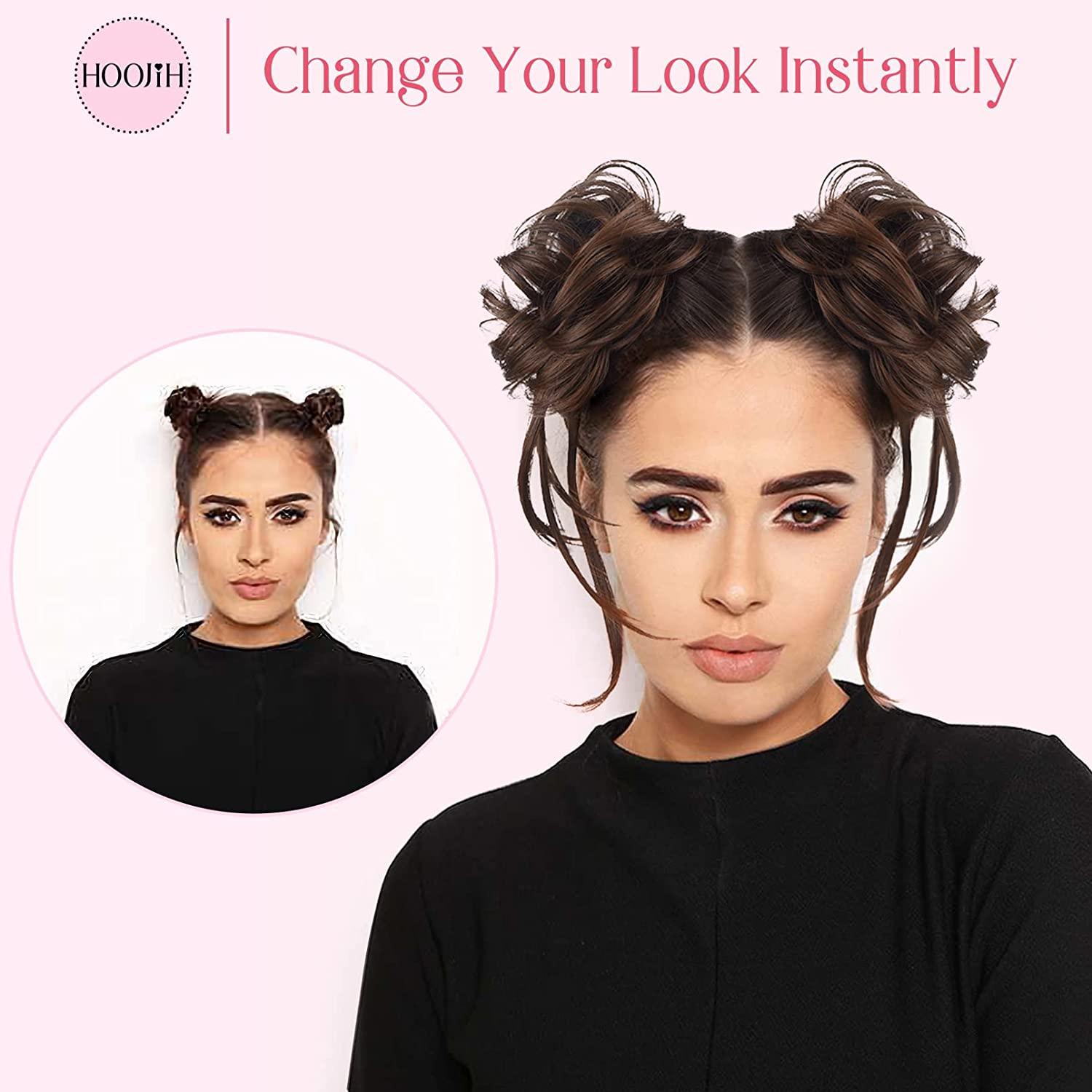 Messy Bun Hair Piece - HOOJIH 2 Pack Wavy Updo Extensions for Women ...