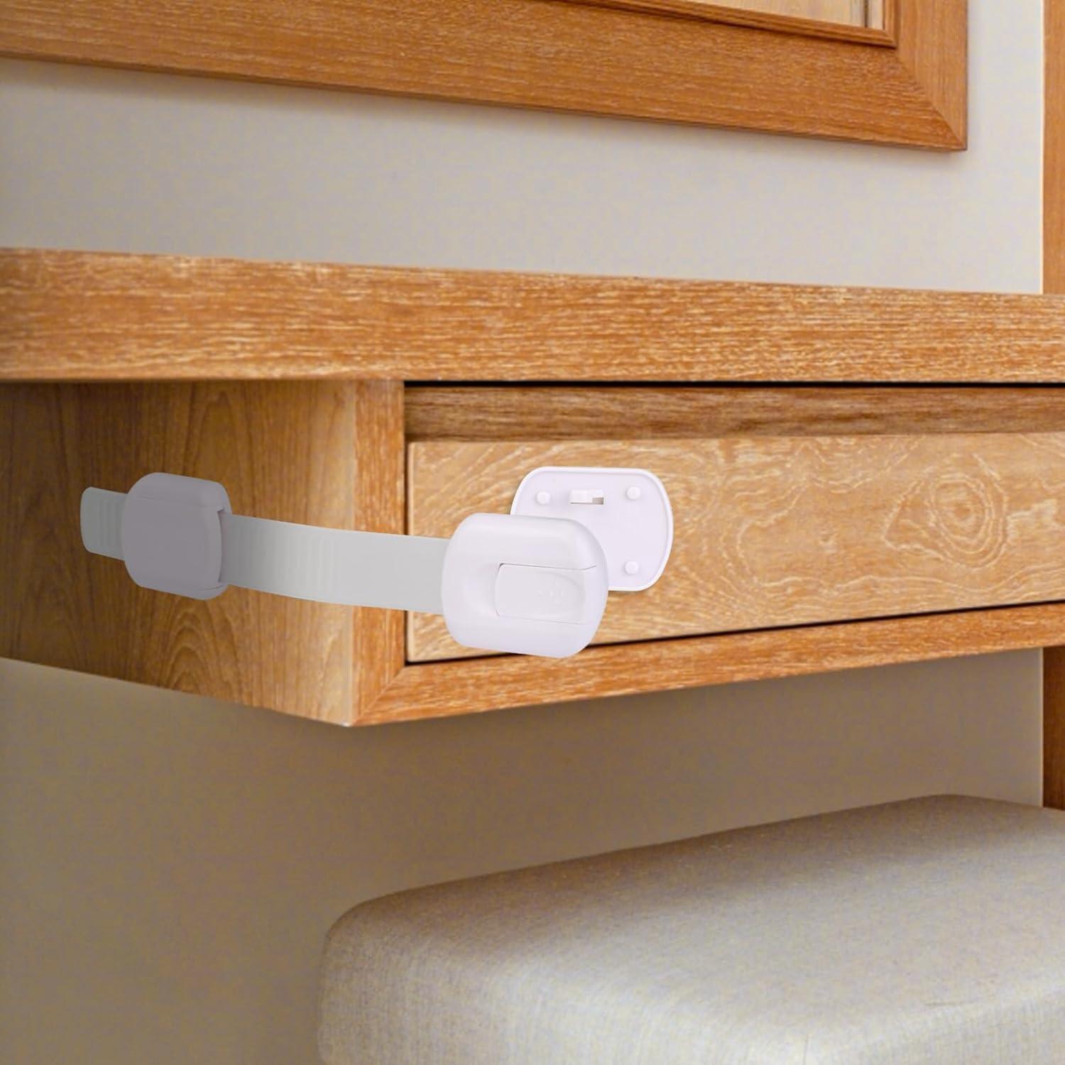 5pcs Child Safety Cabinet Strap Locks - No Screws, Multi Use Latch with ...