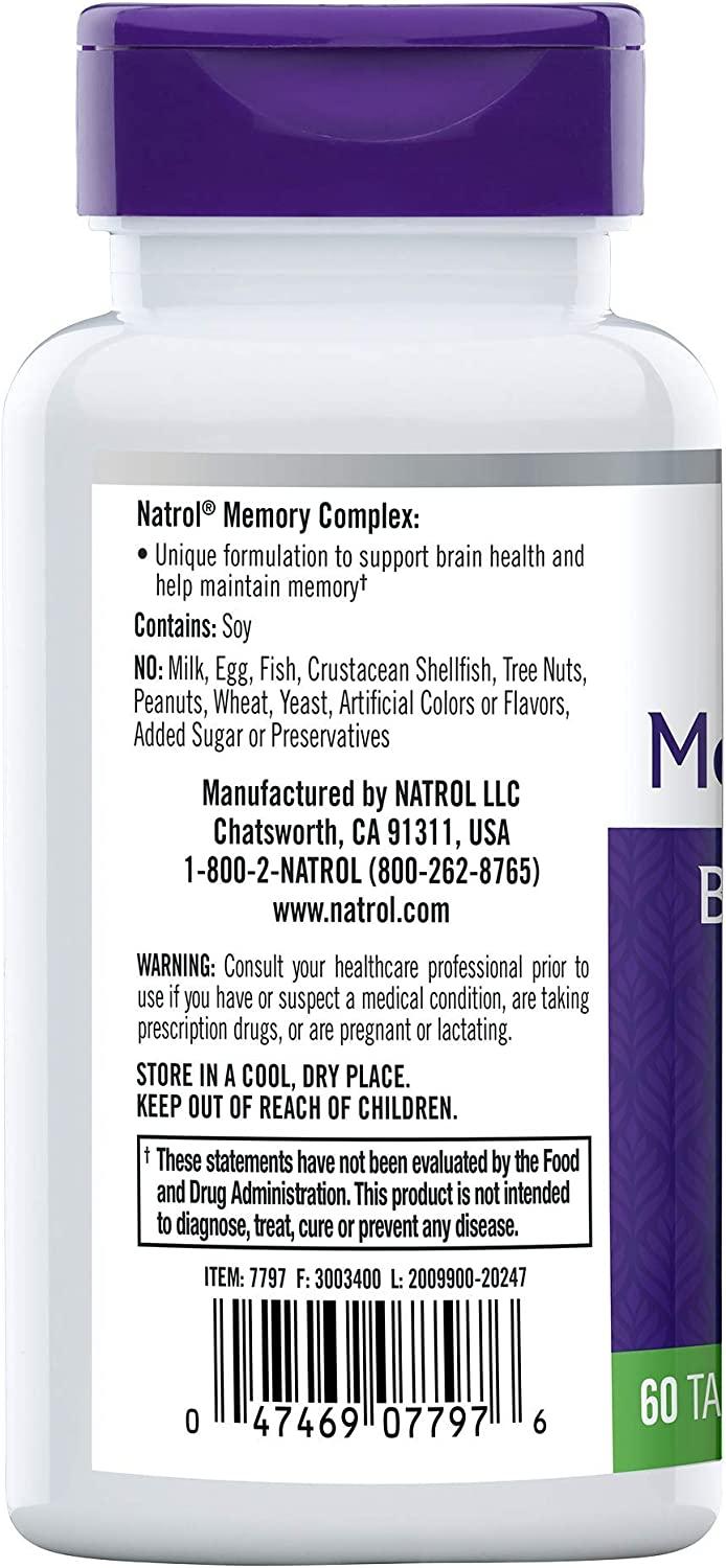 Buy Natrol Memory Complex 60 Tablets - Enhance Focus & Cognitive Support | Buy Now with Express ...