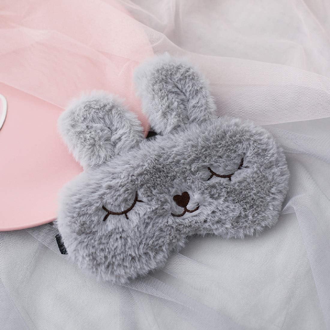 Silk Plush Bunny Grey Sleep Mask - Cute Rabbit Eye Mask for Women ...