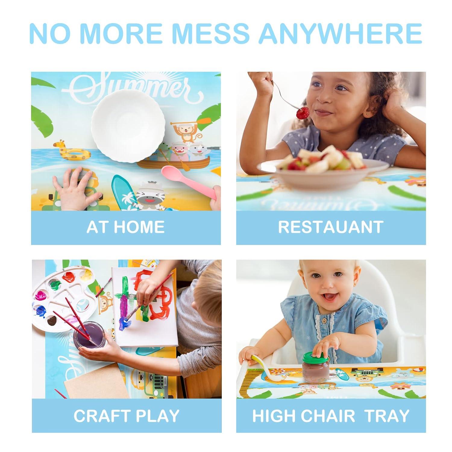 Kids Disposable Stick-on Placemats 40 Count - Summer Time Design ...
