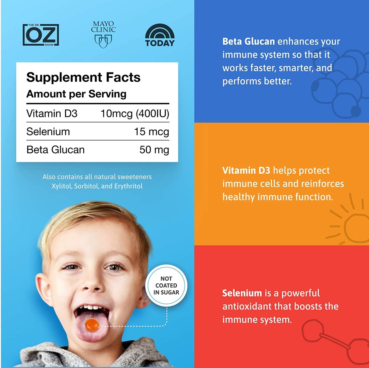 Beta Kids Immune Support Gummies with Beta Glucan, Selenium, and ...